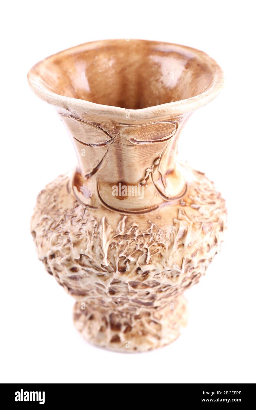 Vintage clay vase isolated on white Stock Photo - Alamy