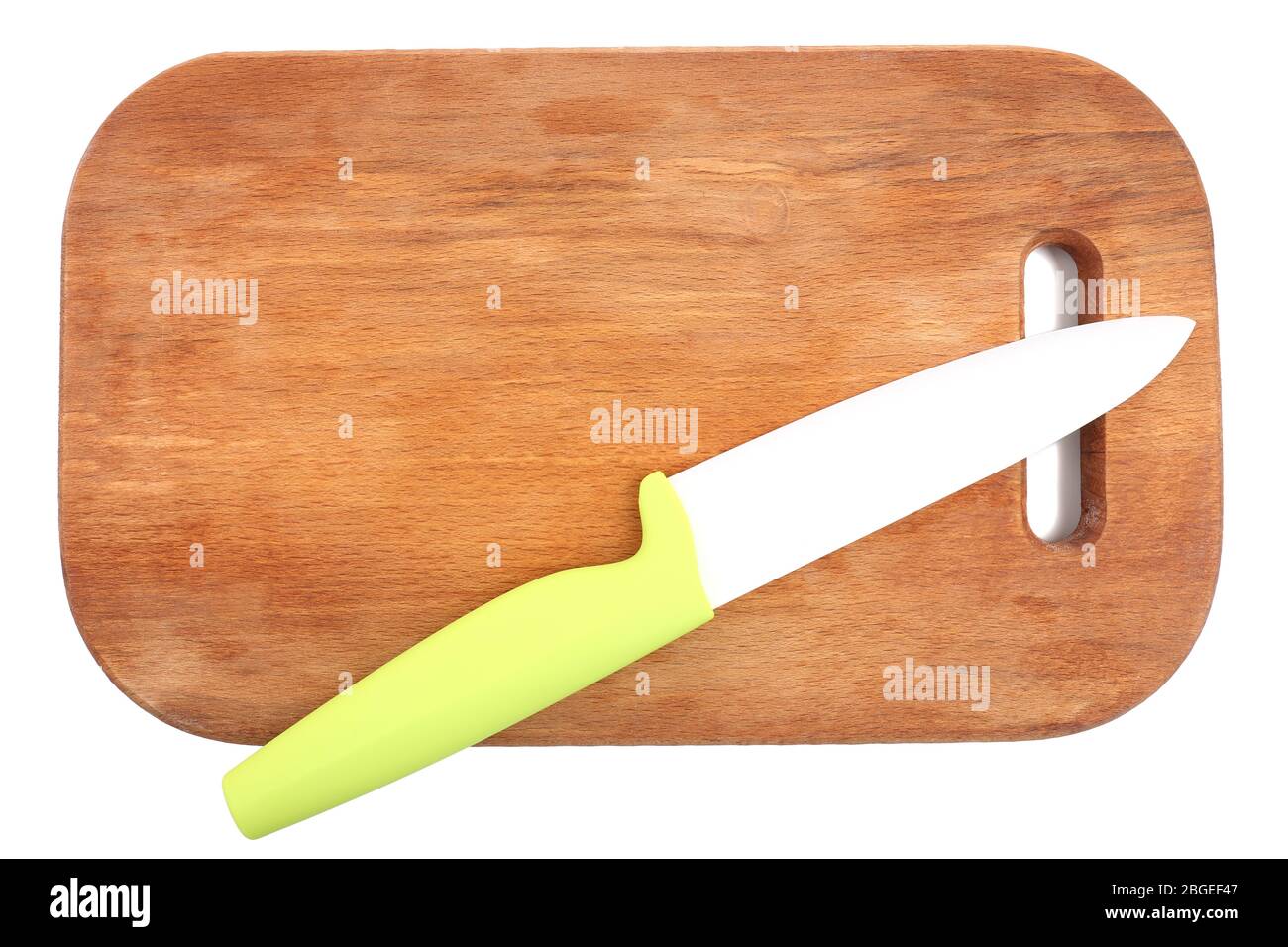 Kitchen knife and cutting board isolated on white Stock Photo - Alamy