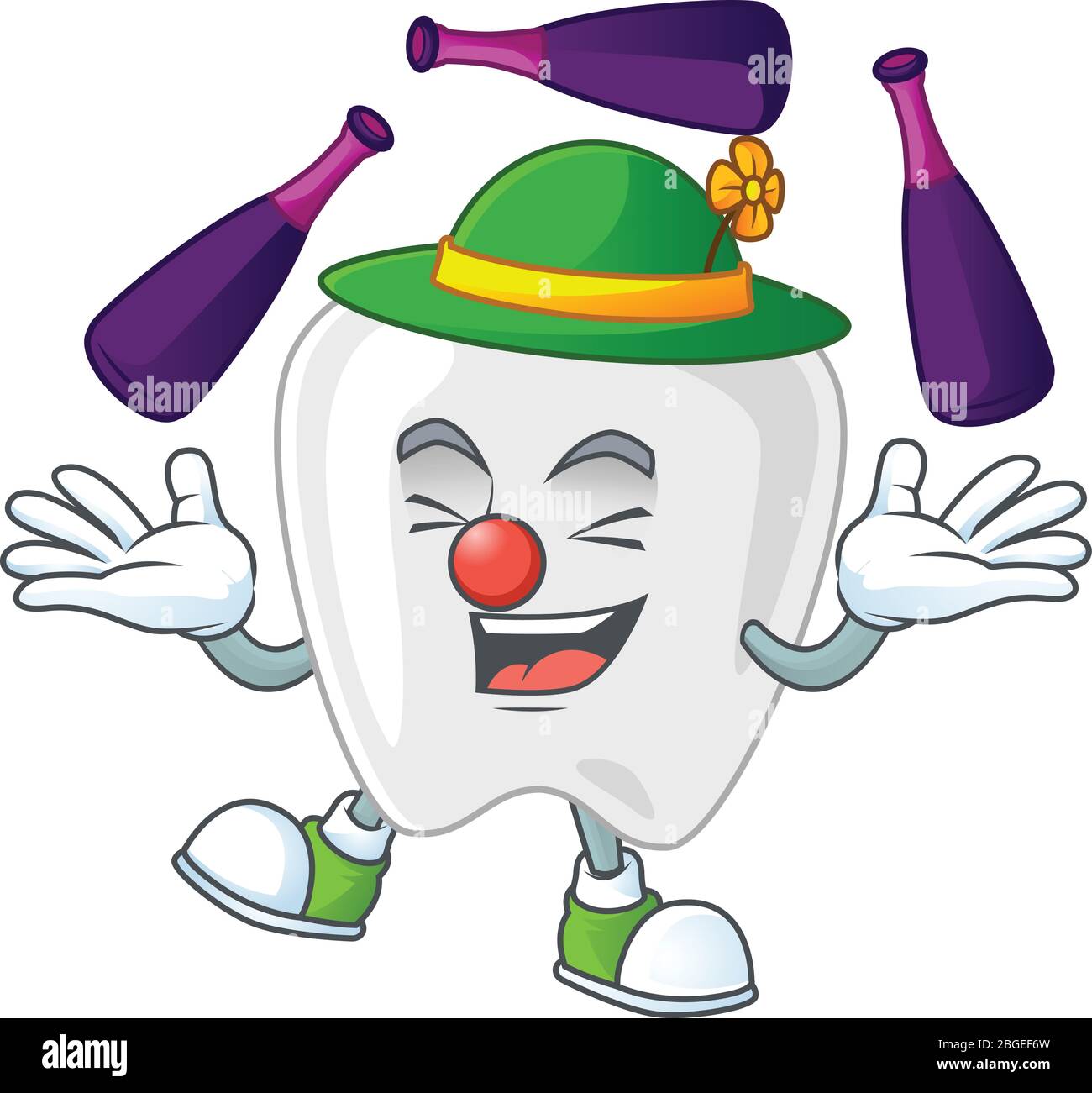 mascot cartoon style of teeth playing Juggling on stage Stock Vector ...
