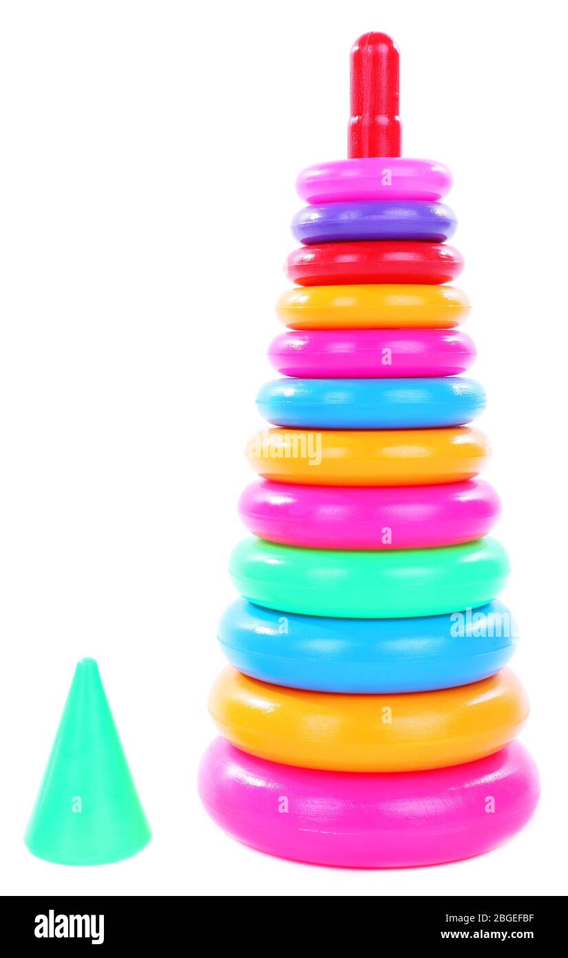 Plastic toy pyramid isolated on white Stock Photo - Alamy