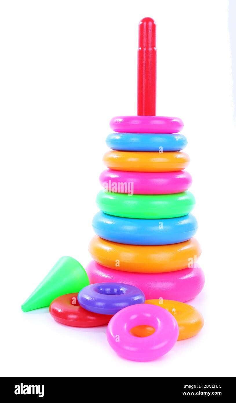 Plastic toy pyramid isolated on white Stock Photo - Alamy