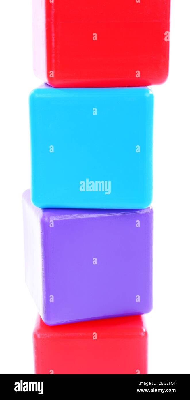 Plastic colorful cubs isolated on white Stock Photo - Alamy