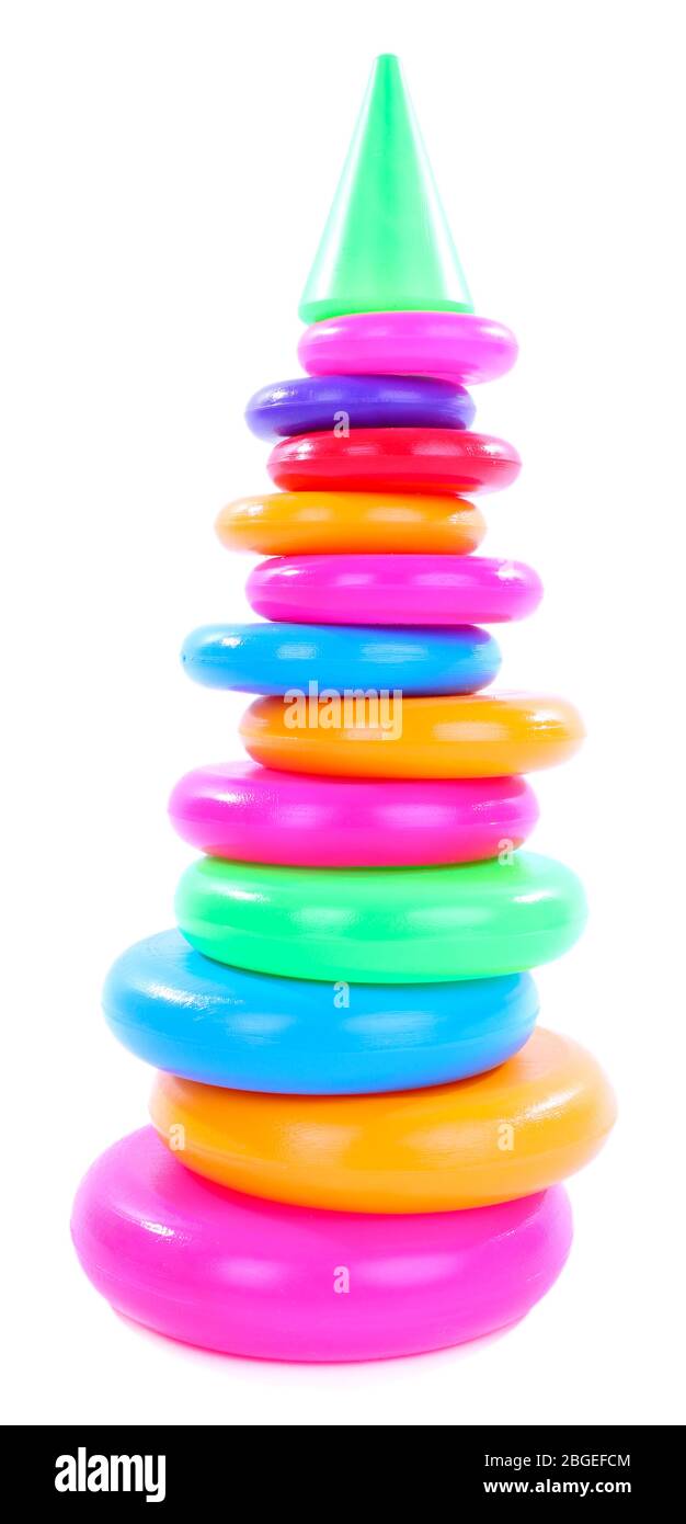 Plastic toy pyramid isolated on white Stock Photo - Alamy