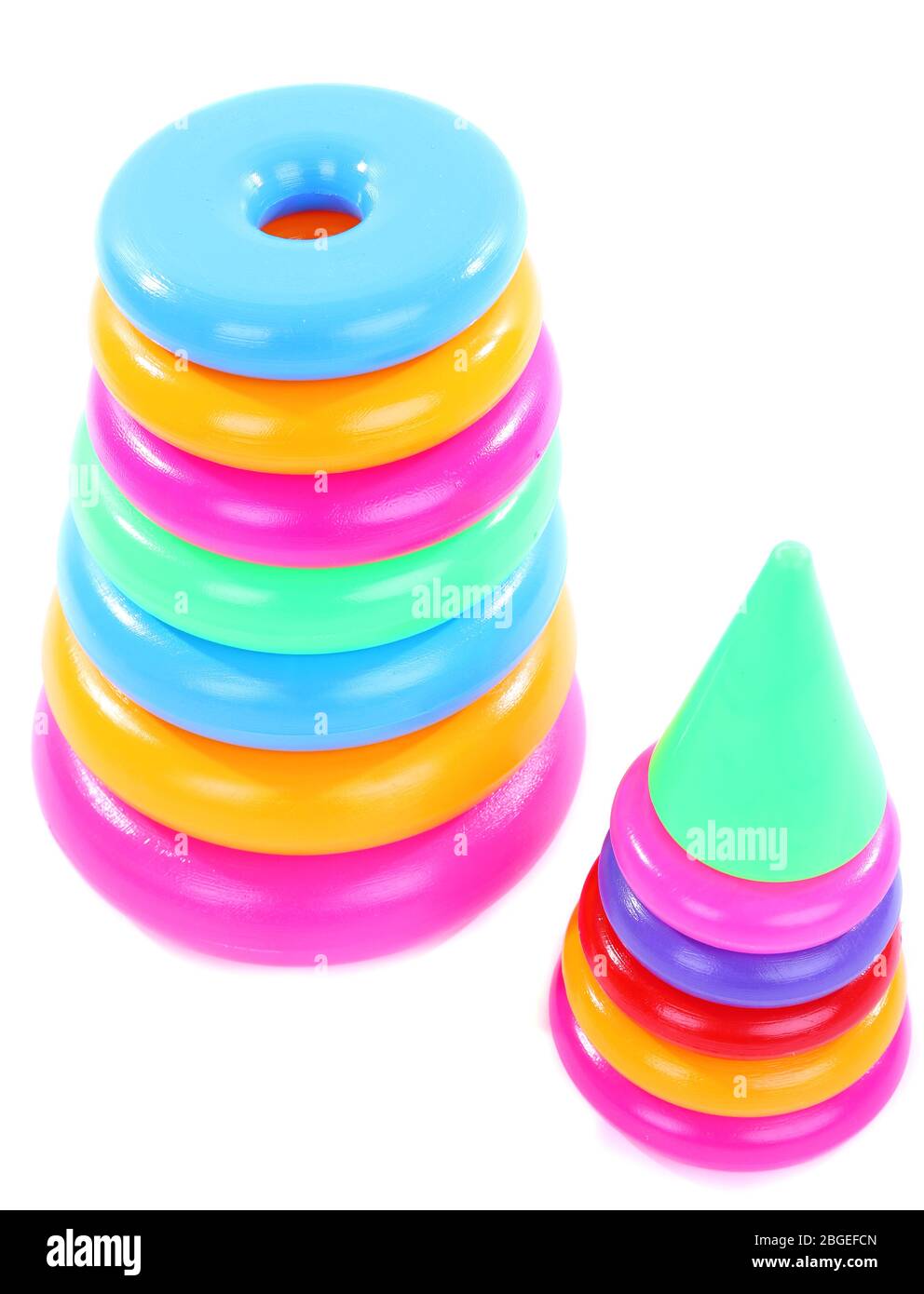 Plastic toy pyramids isolated on white Stock Photo - Alamy