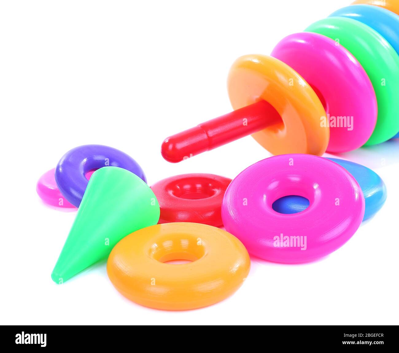 Plastic toy pyramid isolated on white Stock Photo - Alamy