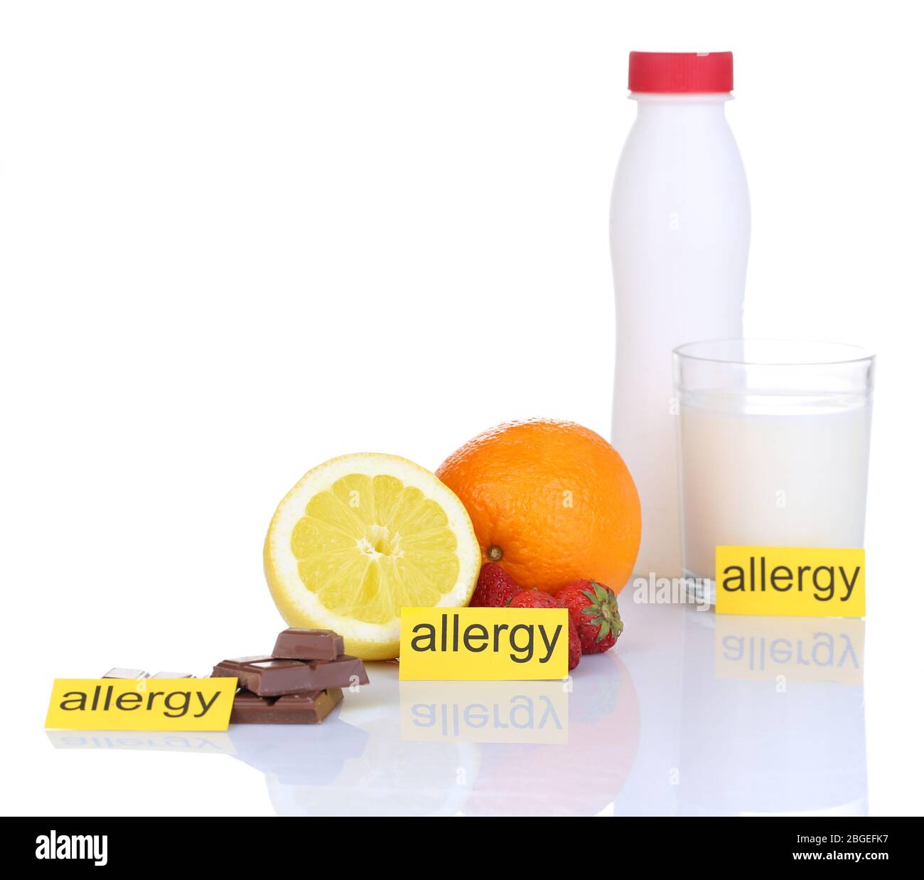 Allergenic food isolated on white Stock Photo - Alamy