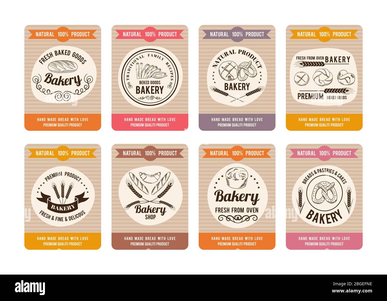 Price cards with different types of bread. Labels for bakery shop ...