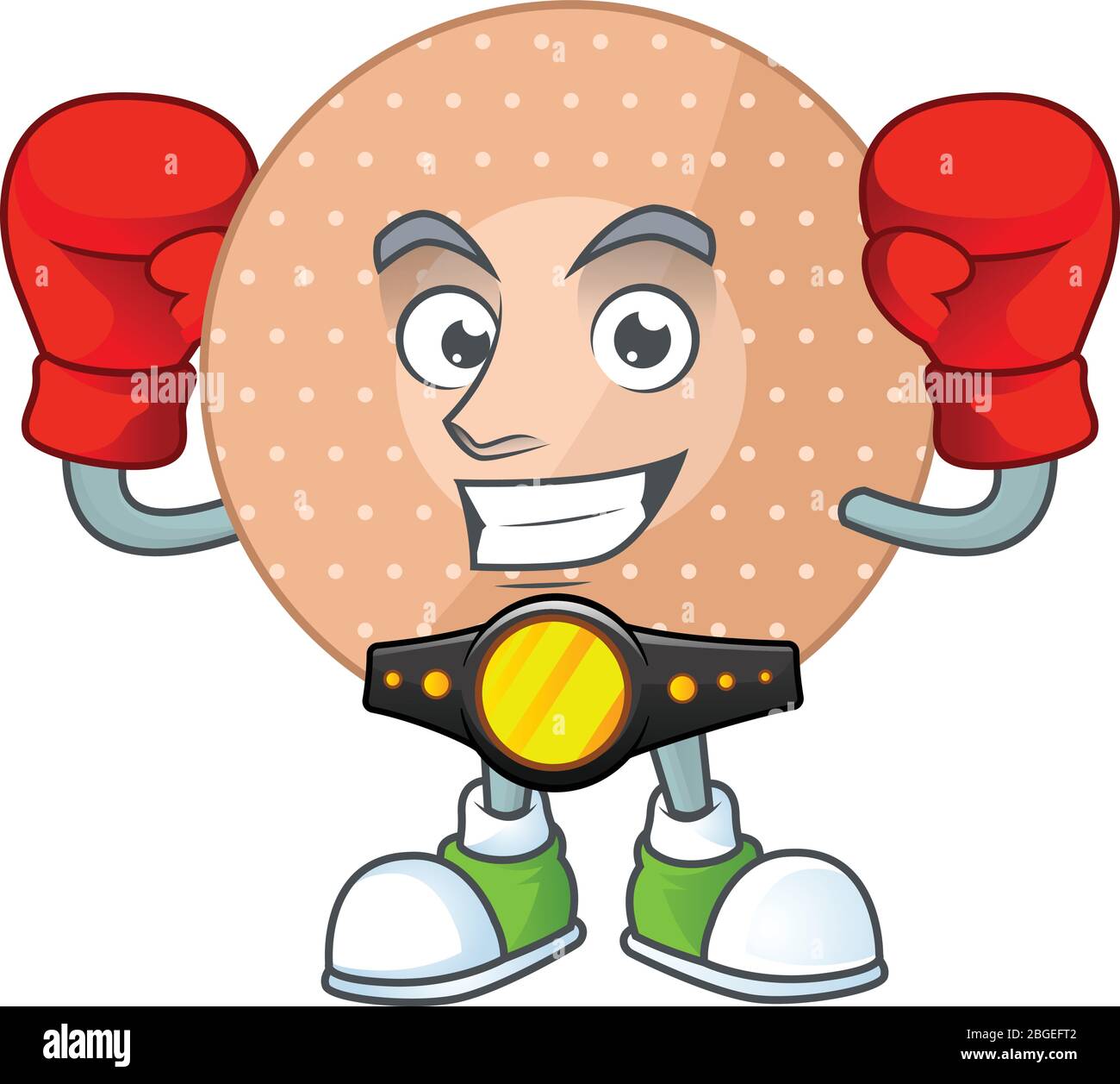 A sporty rounded bandage boxing athlete cartoon mascot design style ...