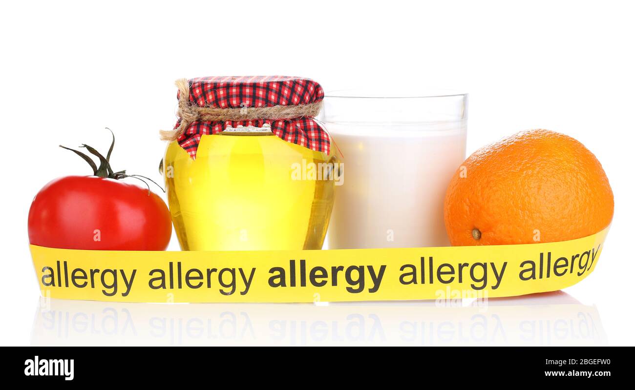 Allergenic food isolated on white Stock Photo - Alamy