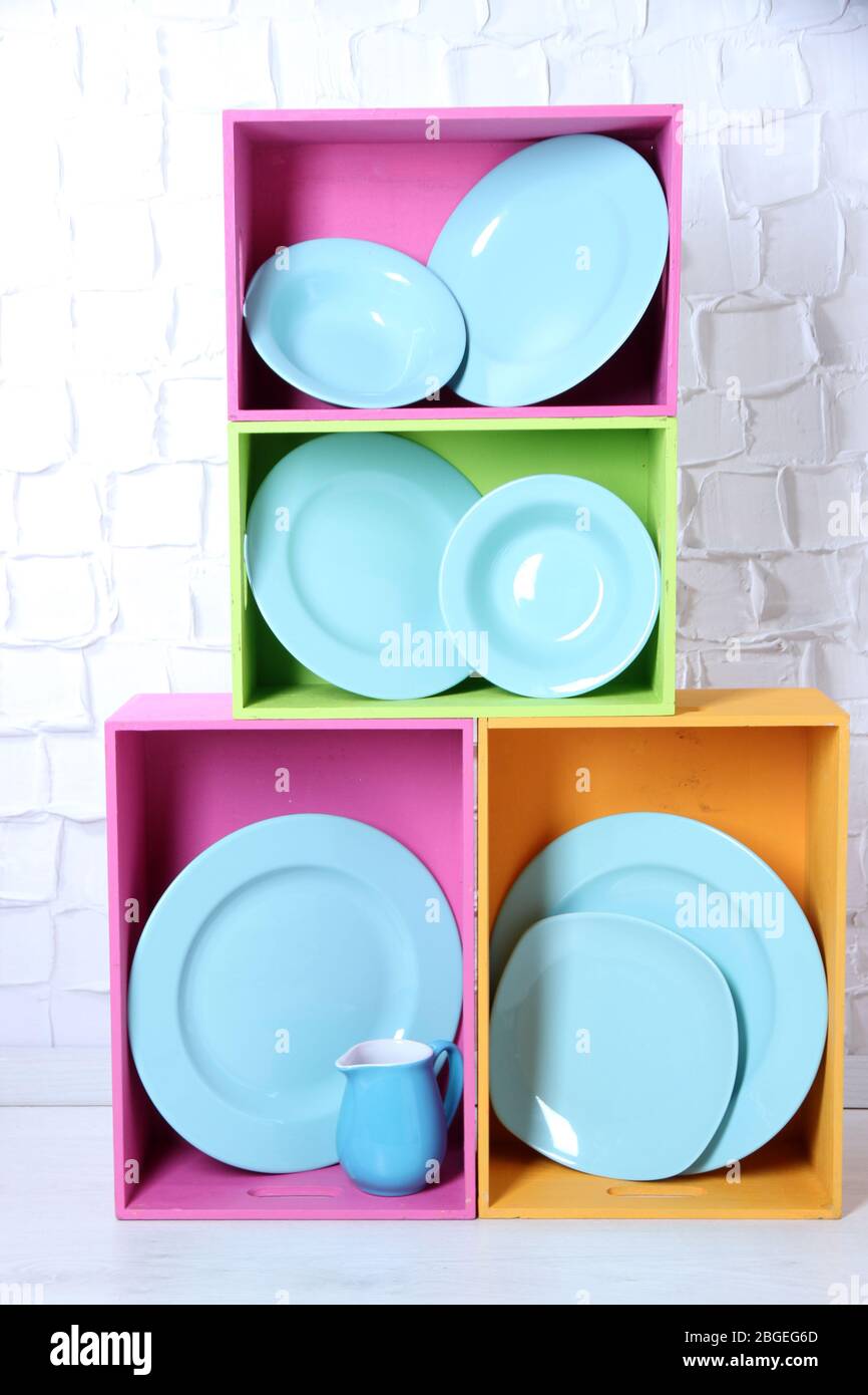 Beautiful shelves boxes tableware hi-res stock photography and images ...