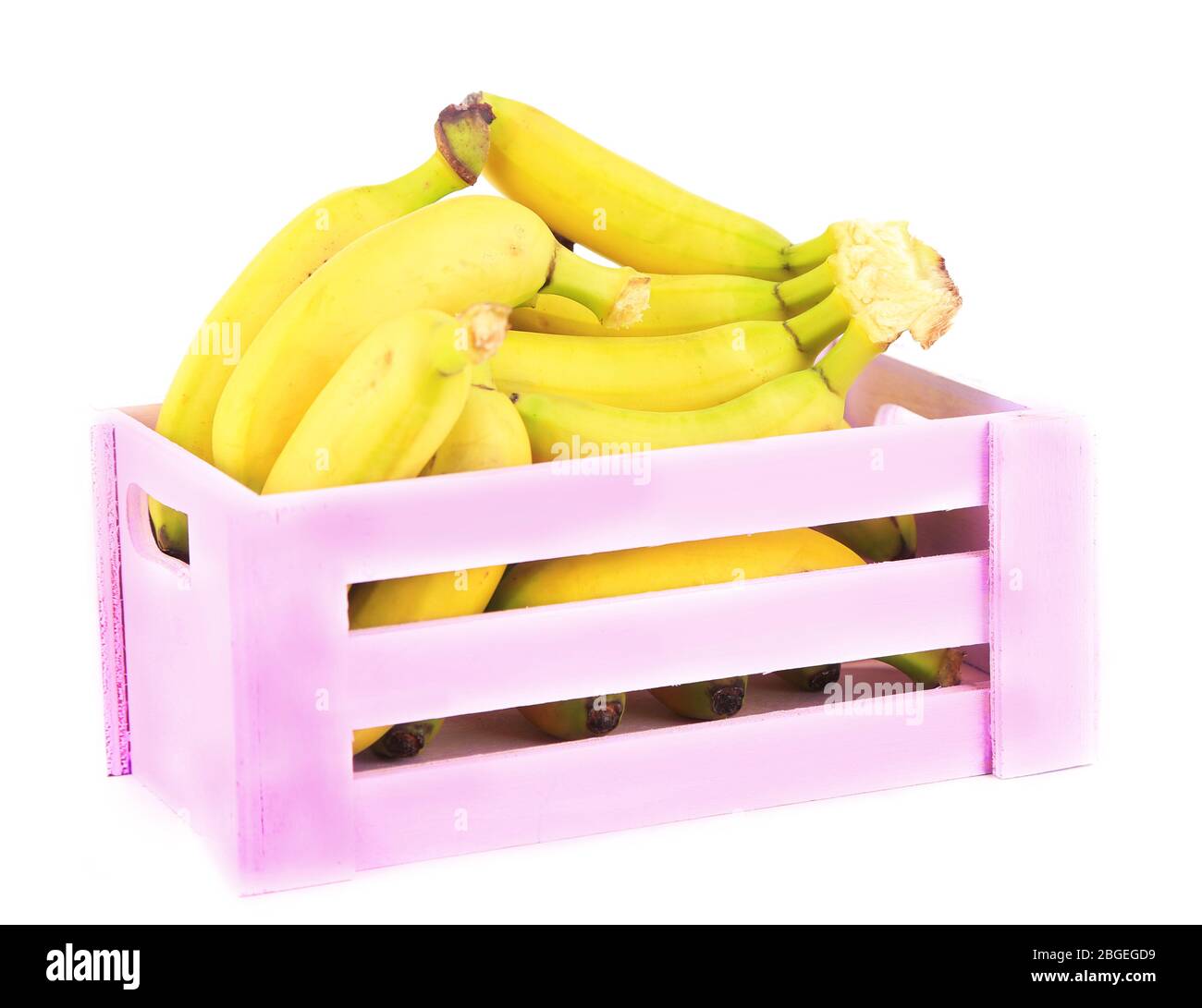 Bunch of mini bananas in wooden box isolated on white Stock Photo - Alamy
