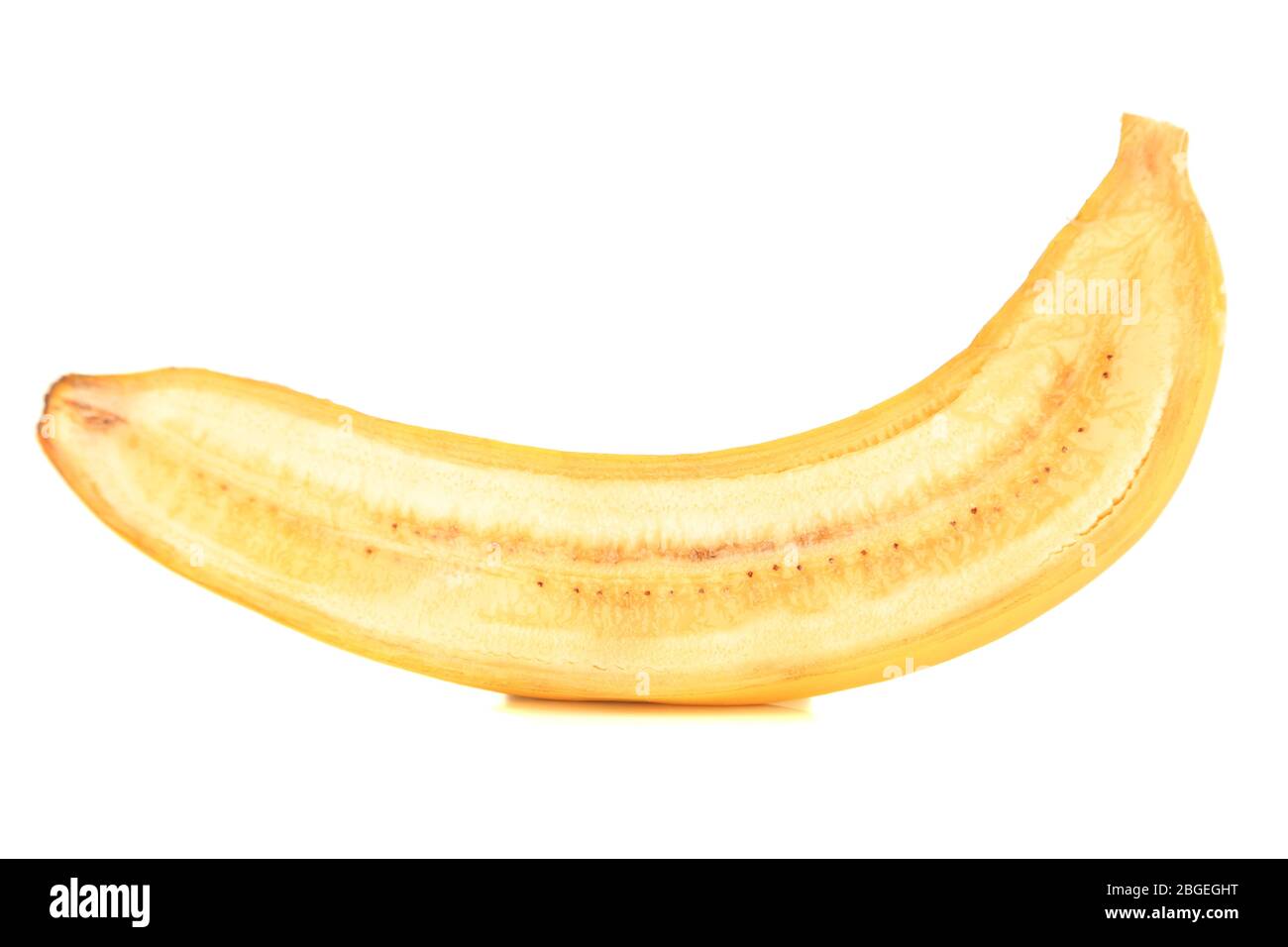 Halved ripe banana isolated on white background Stock Photo - Alamy