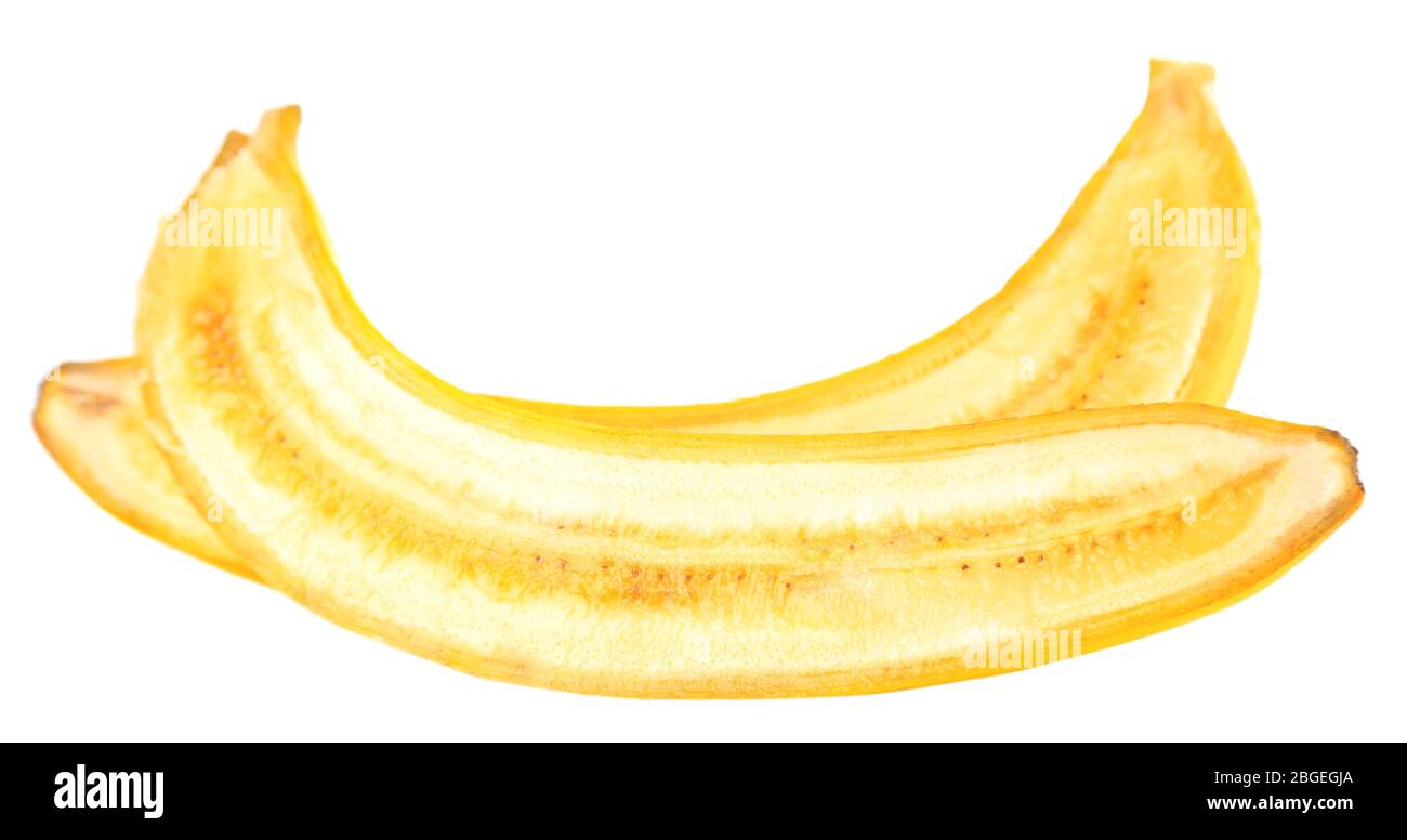 Halved ripe banana isolated on white background Stock Photo - Alamy