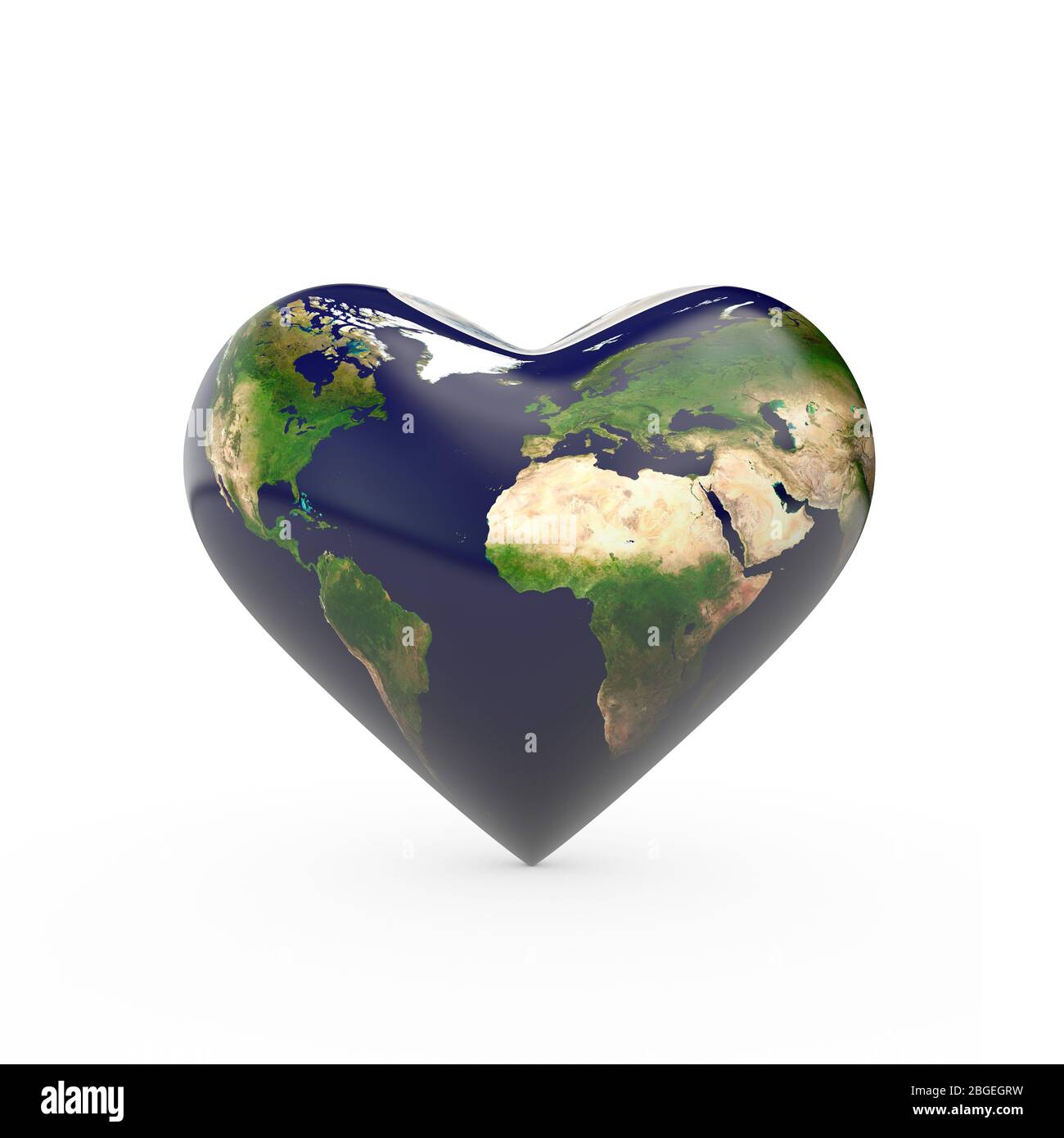 Heart shaped earth. love planet earth. 3d Render Stock Photo - Alamy