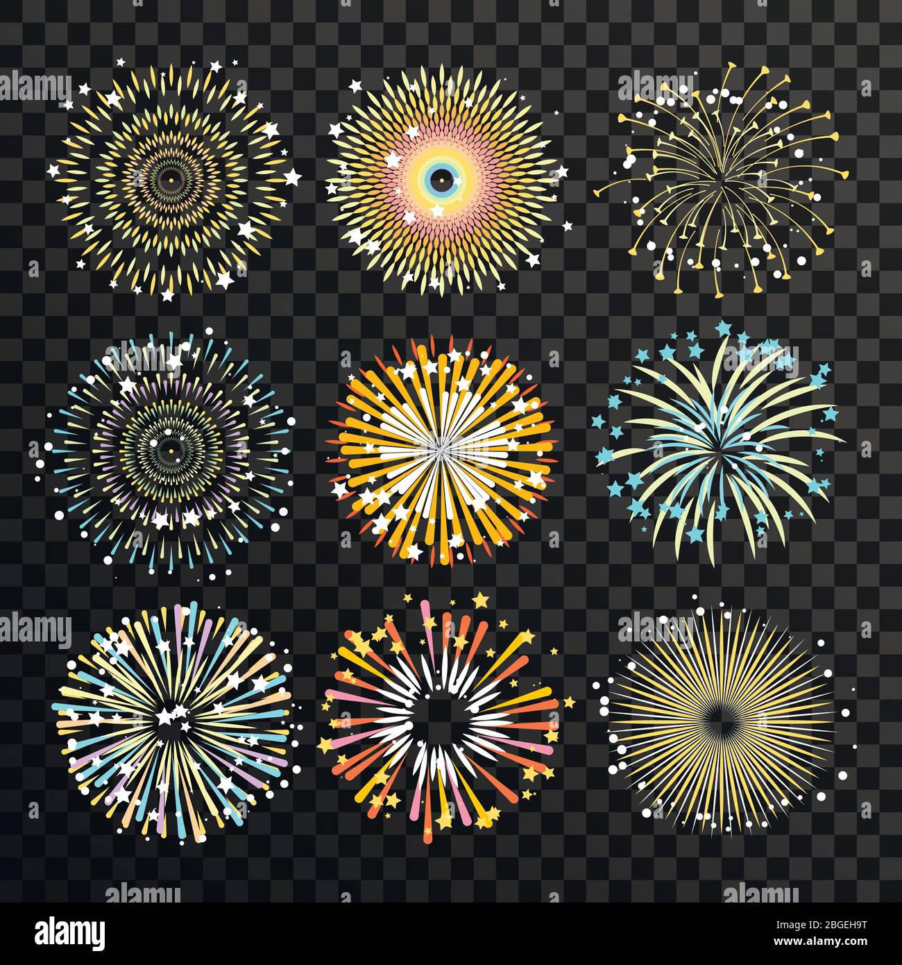 Gigantic fireworks with big explosion. Flame burst. Vector ...