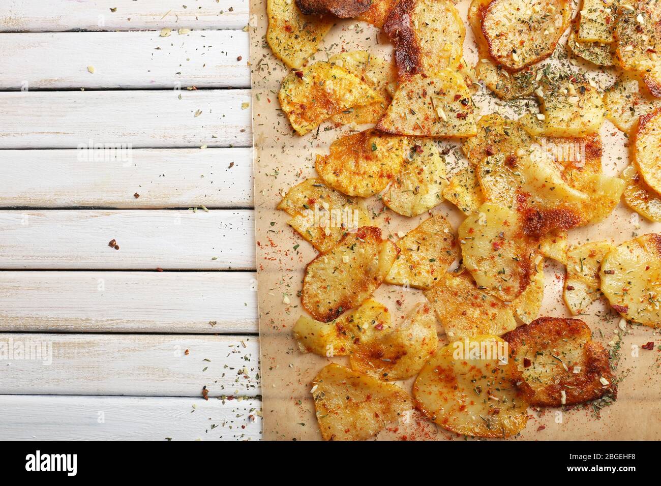 Homemade potato chips close up Stock Photo - Alamy
