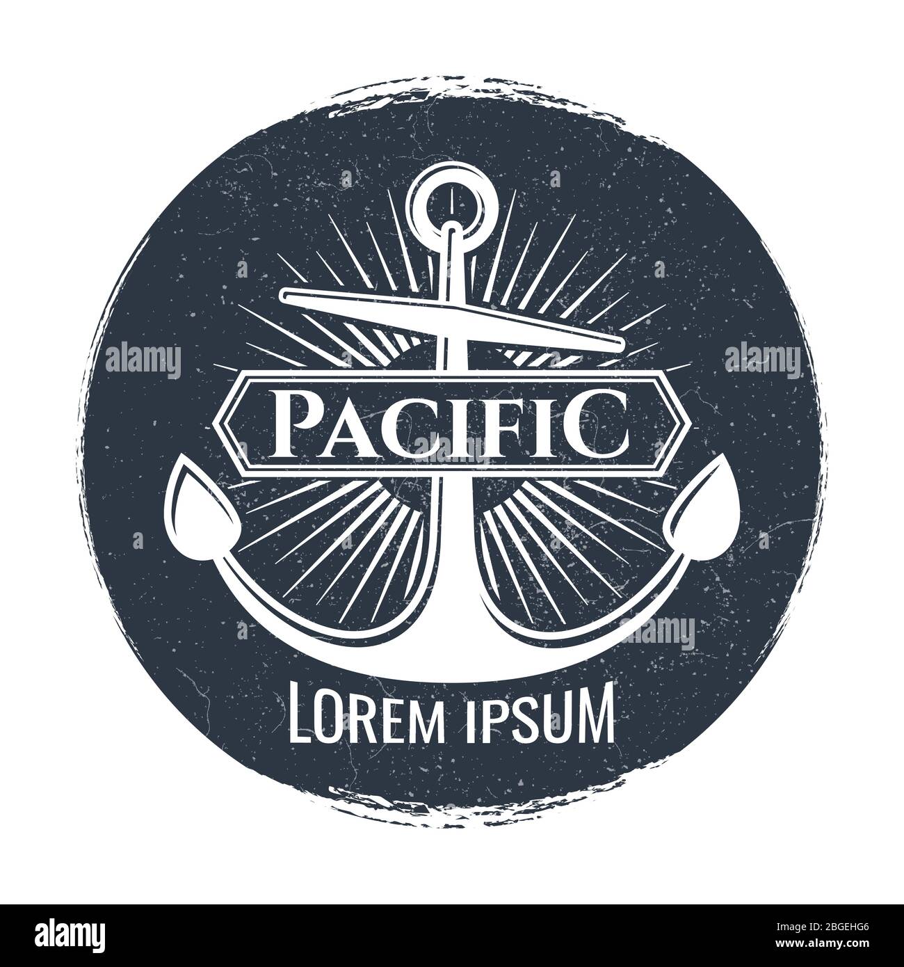 Grunge pacific logo or label with anchor on white. Vector illustration ...