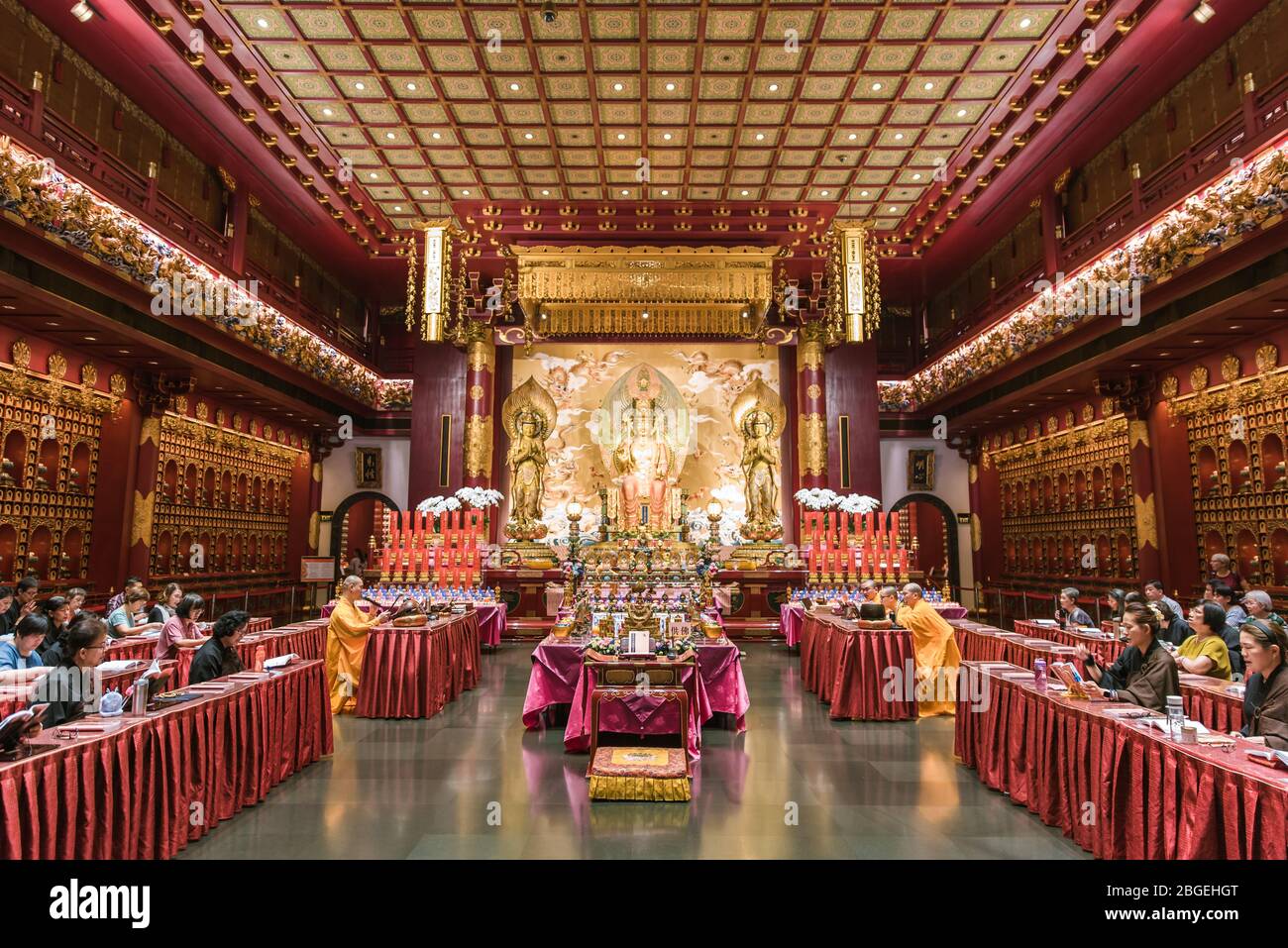Singapore, Oct 2019. People pray and pay tribute to Buddha during ...