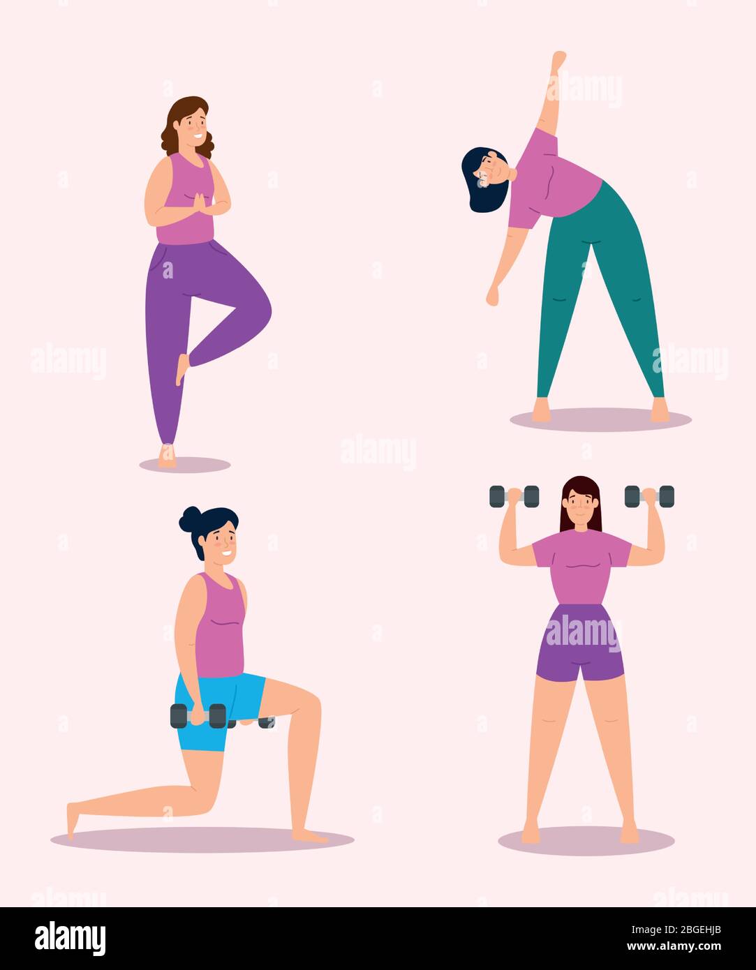 group young women practicing exercise Stock Vector Image & Art - Alamy