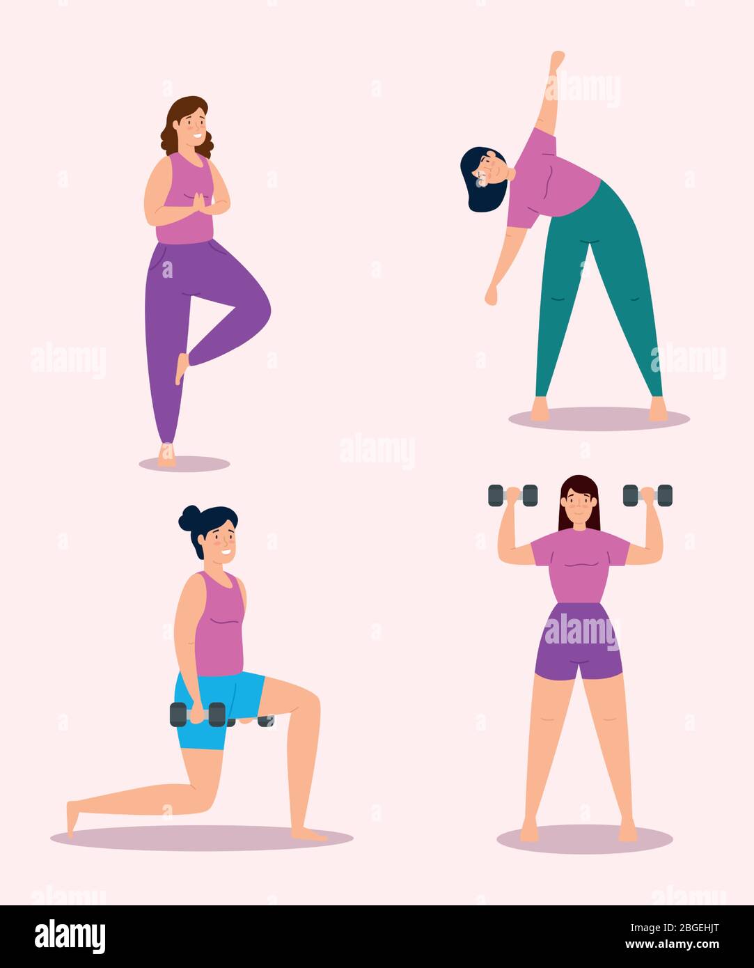 group young women practicing exercise Stock Vector Image & Art - Alamy