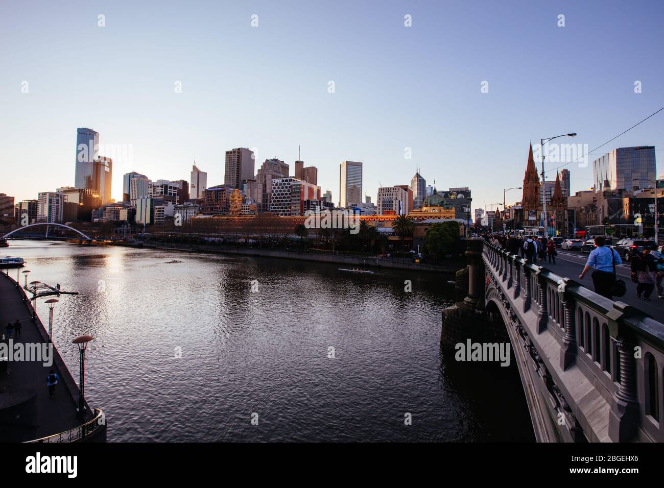 Melbourne Skyline at Sunset Stock Photo - Alamy