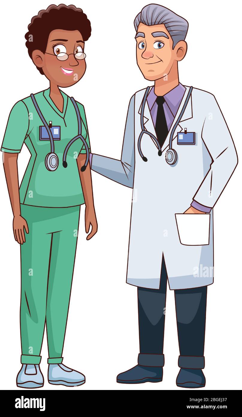 professional doctor and surgeon couple characters Stock Vector Image ...