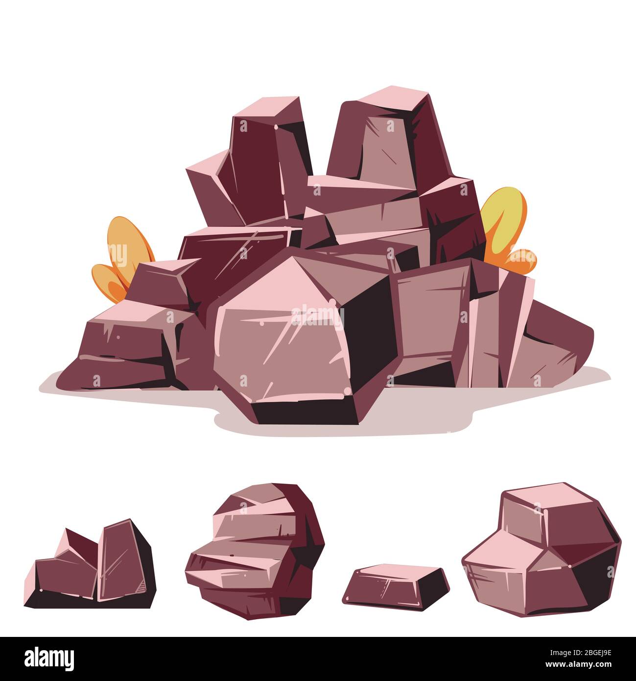 Set of rocks. Cartoon isometric 3d flat style Stock Vector Image & Art ...