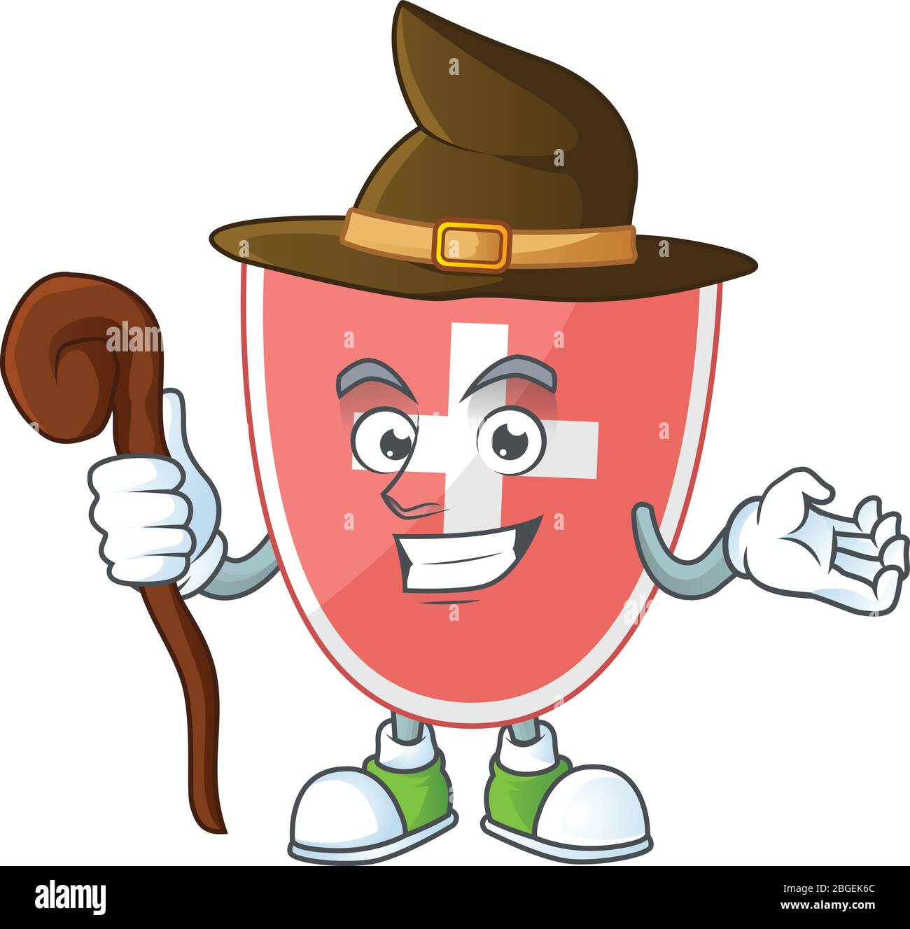 Cute and sneaky Witch medical shield cartoon design style Stock Vector ...