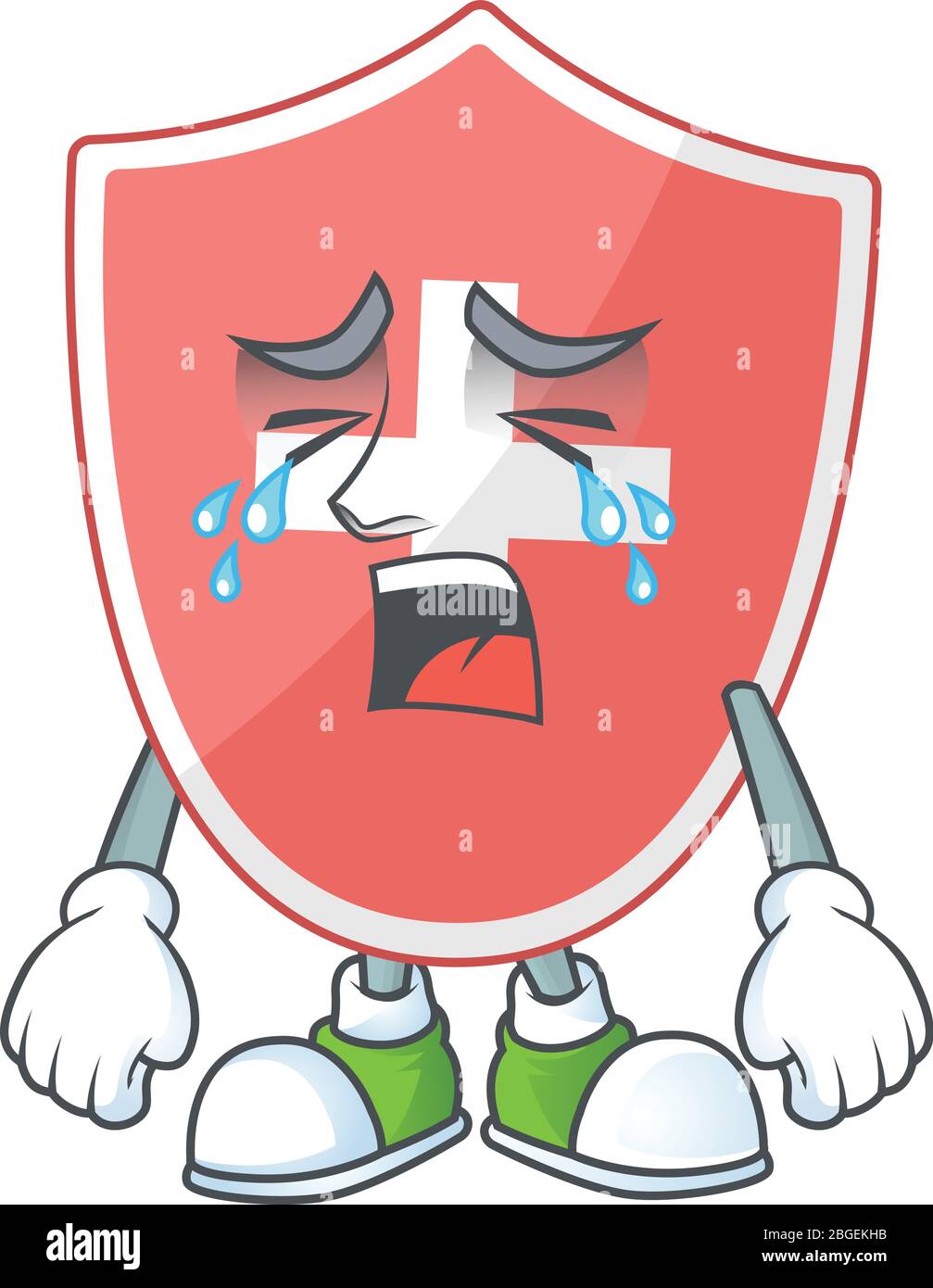 A weeping medical shield cartoon character concept Stock Vector Image ...