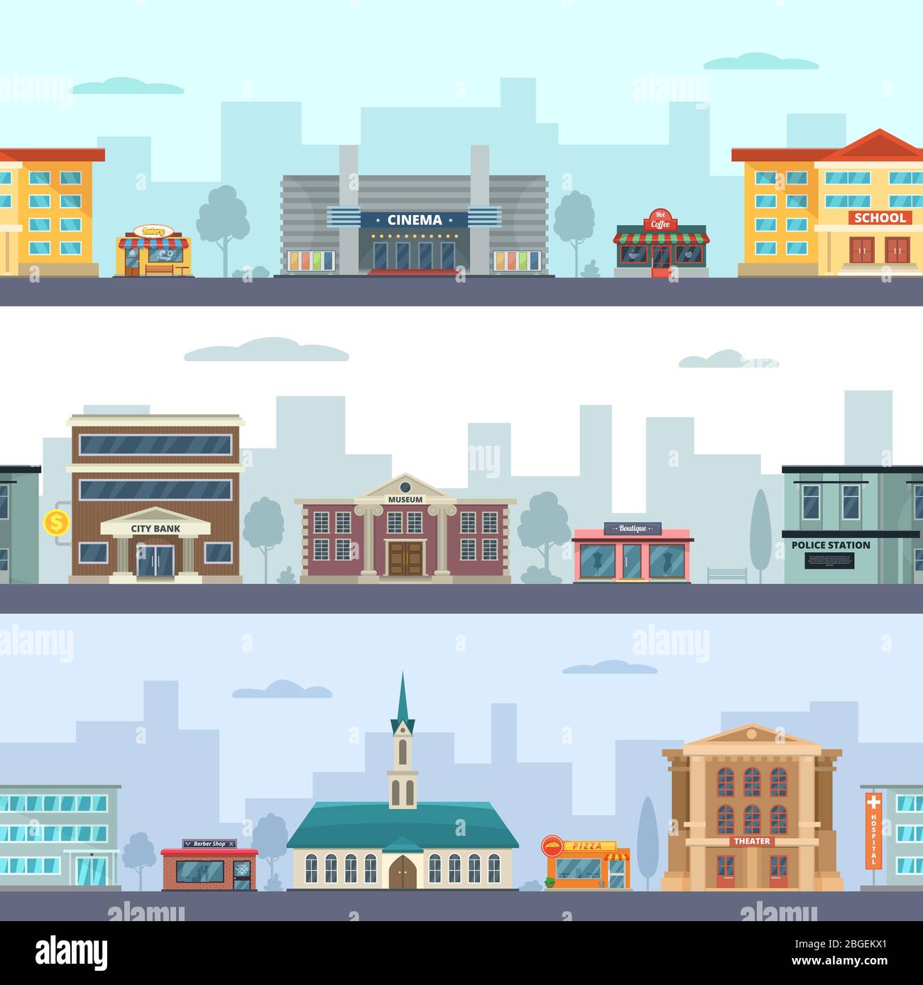Horizontal seamless pattern of urban landscapes with municipal ...