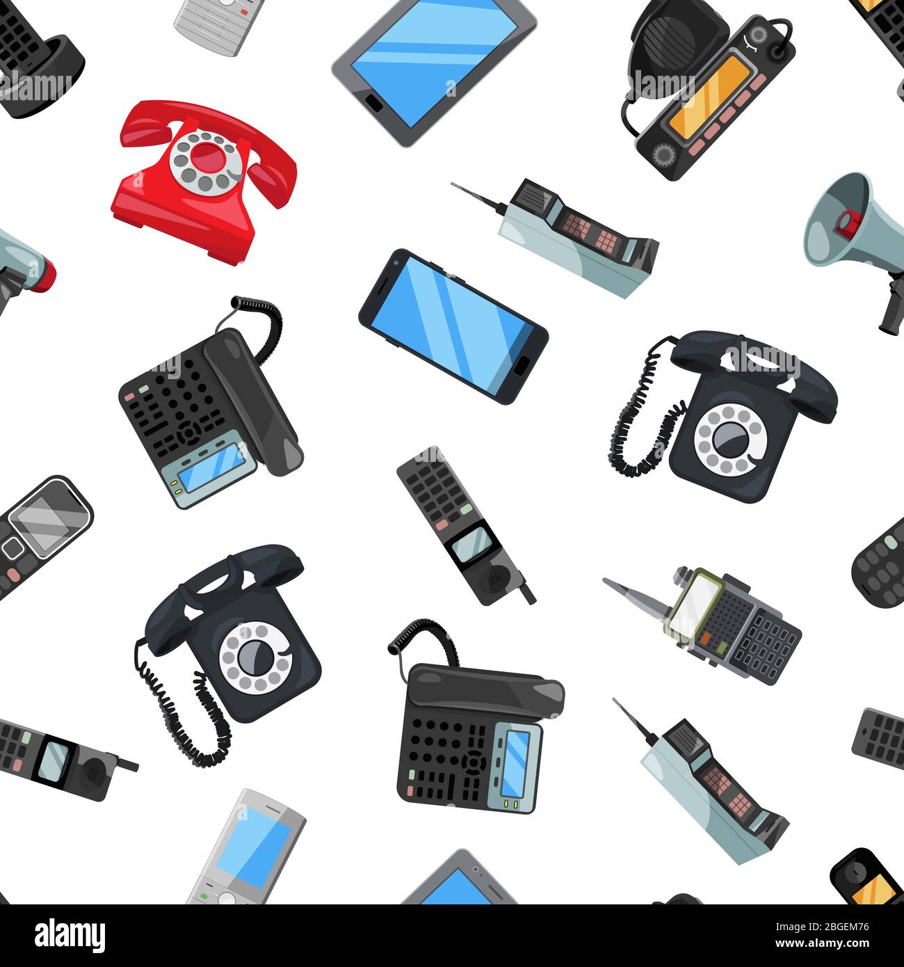 Seamless pattern of different telephones. Vector pictures Stock Vector ...