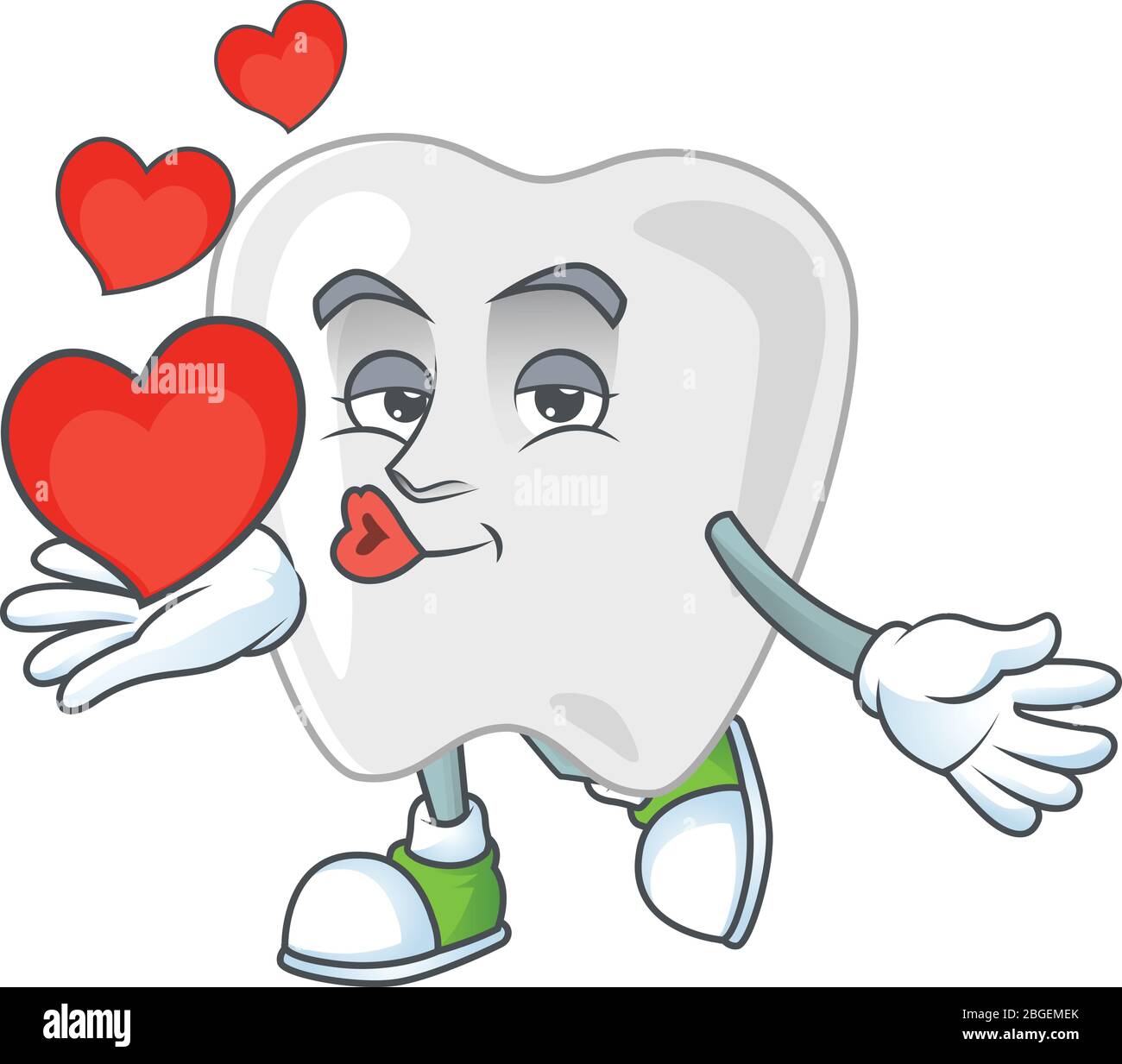An adorable cartoon design of teeth holding heart Stock Vector Image ...