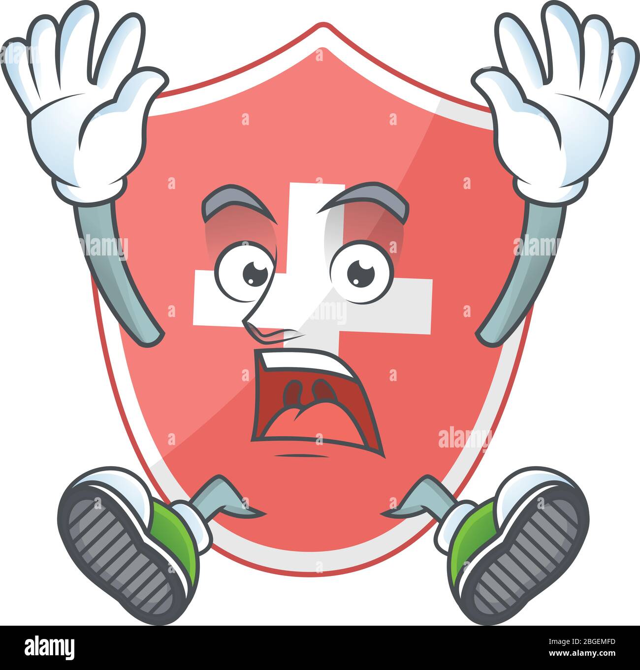 Medical shield cartoon character design showing shocking gesture Stock ...