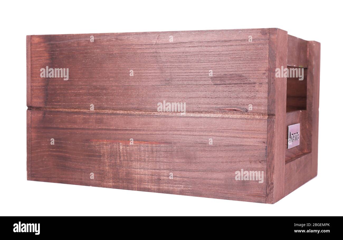 Brown crate isolated on white Stock Photo - Alamy