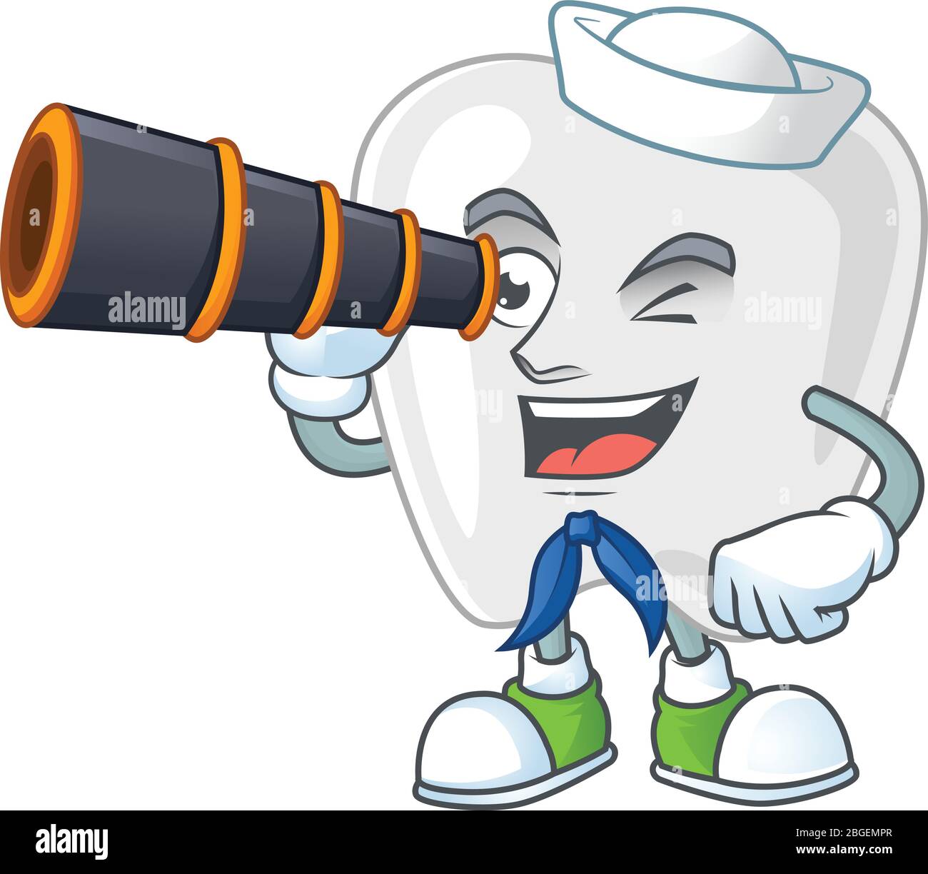 Teeth in Sailor cartoon character style using a binocular Stock Vector ...