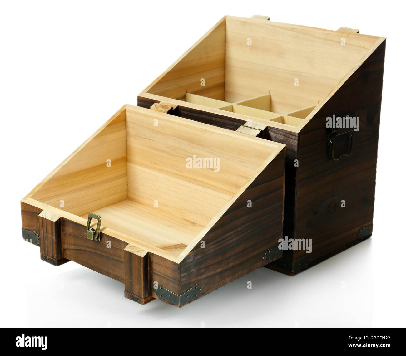 Wooden box isolated on white Stock Photo - Alamy