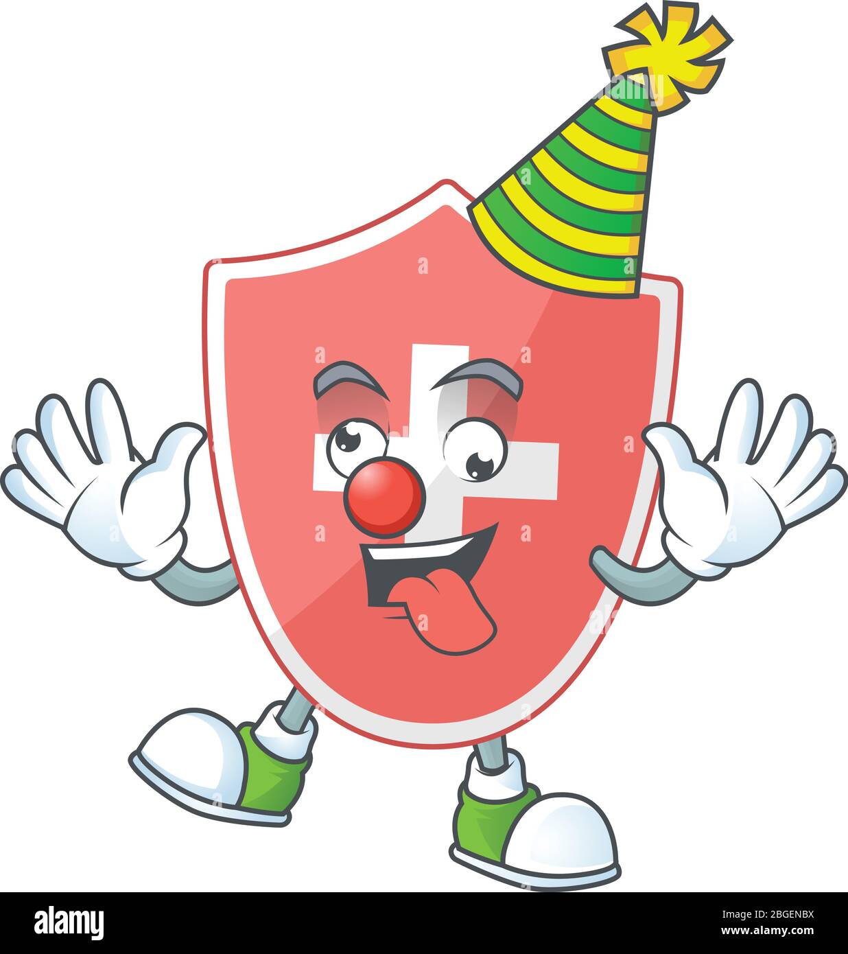 Amusing Clown medical shield cartoon character mascot style Stock ...