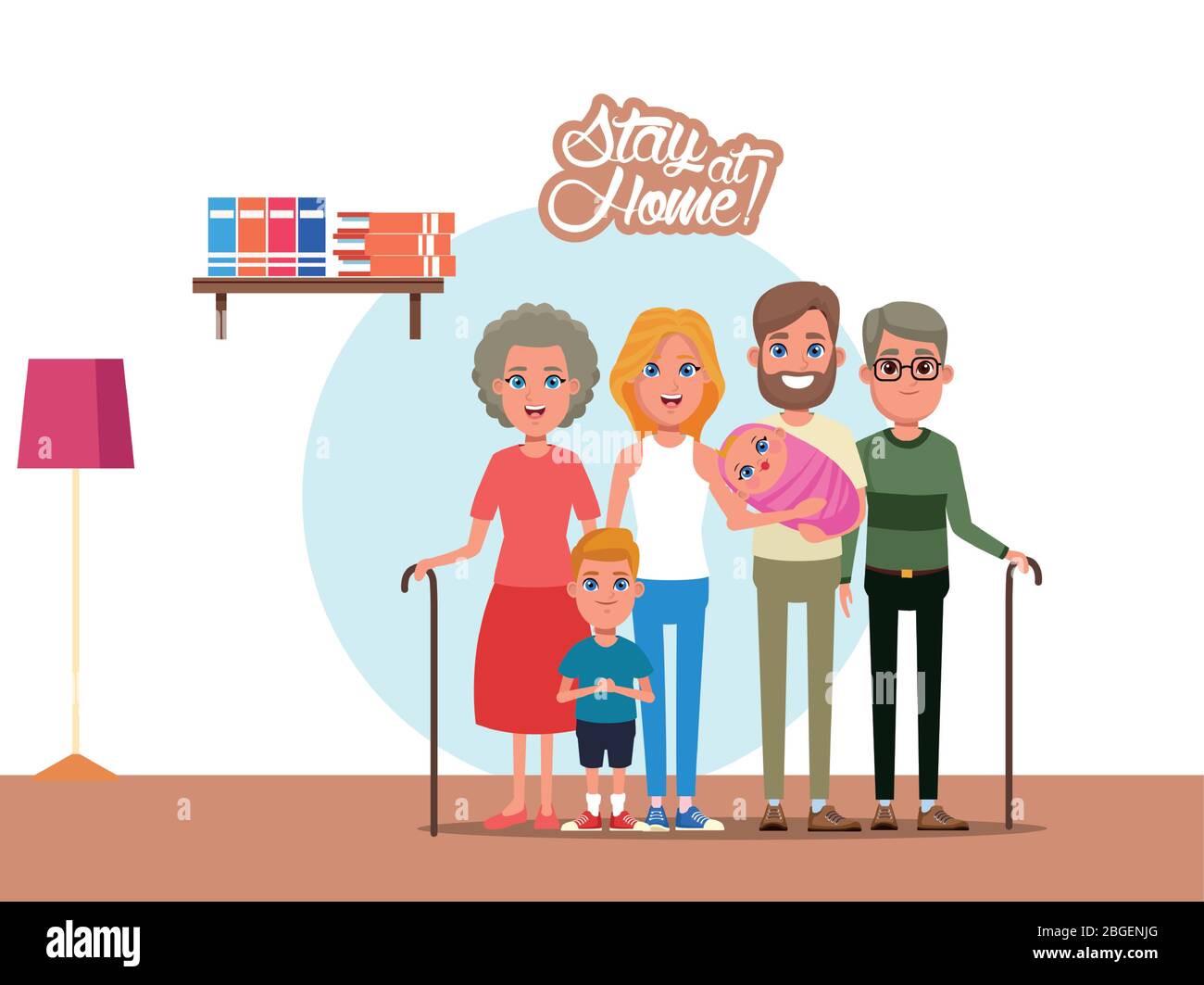 stay at home campaign with family members Stock Vector Image & Art - Alamy