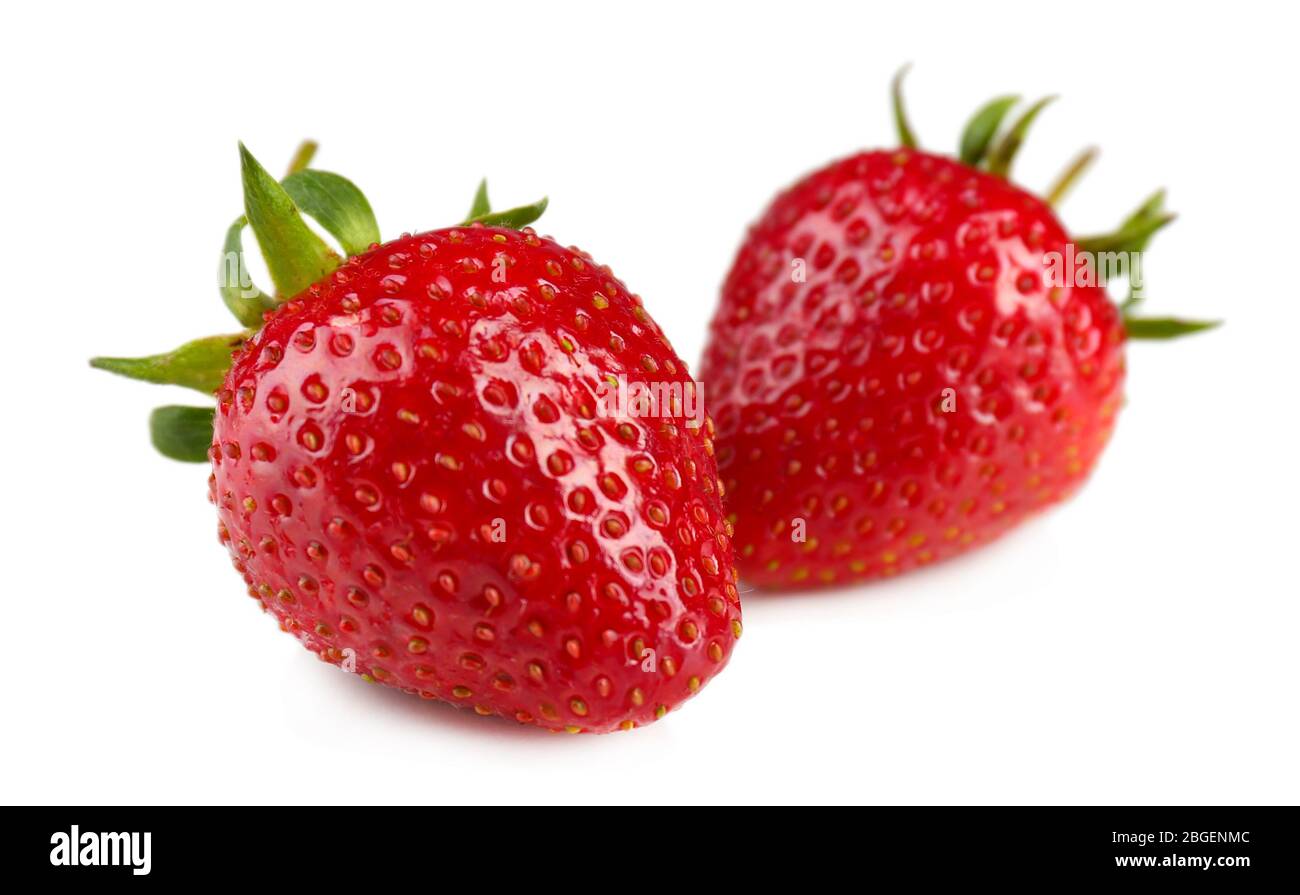 Red ripe strawberries, isolated on white Stock Photo - Alamy