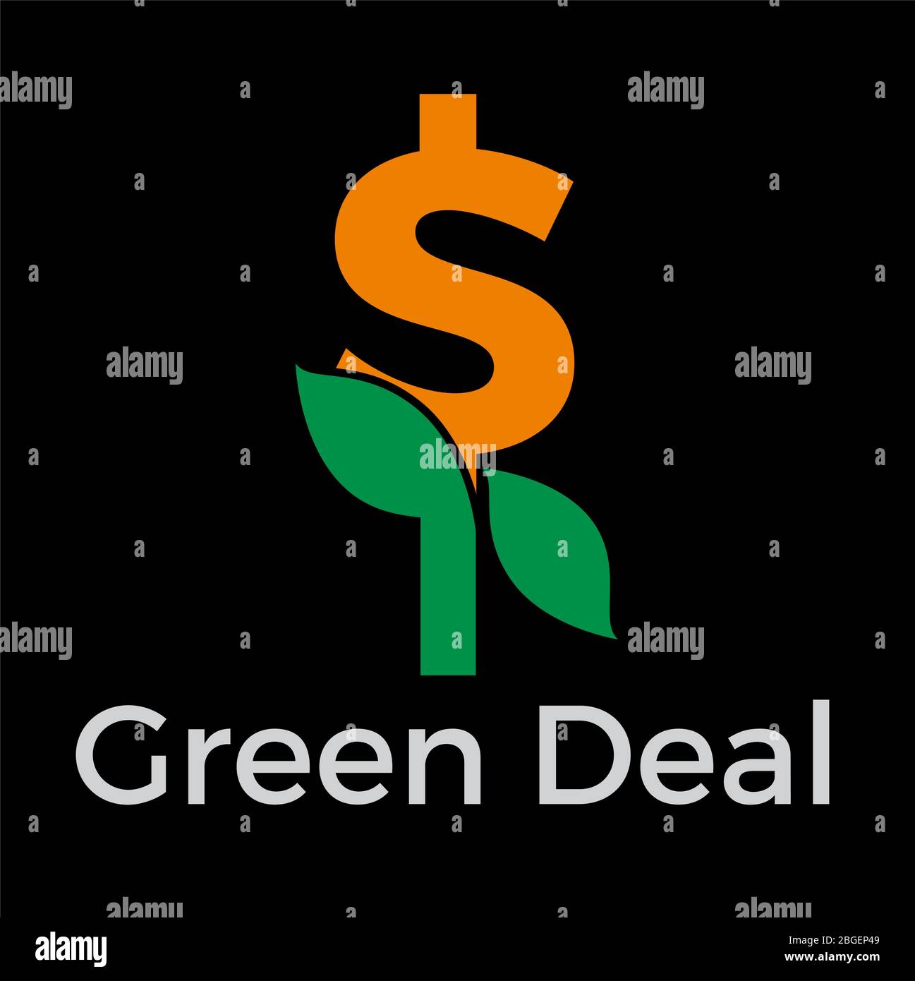 Green deal. Conceptual illustration with flowers and dollar sign Stock ...