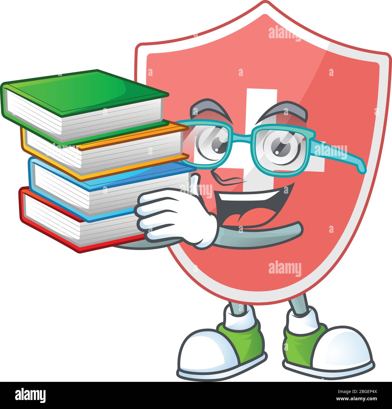 A mascot design of medical shield student character with book Stock ...