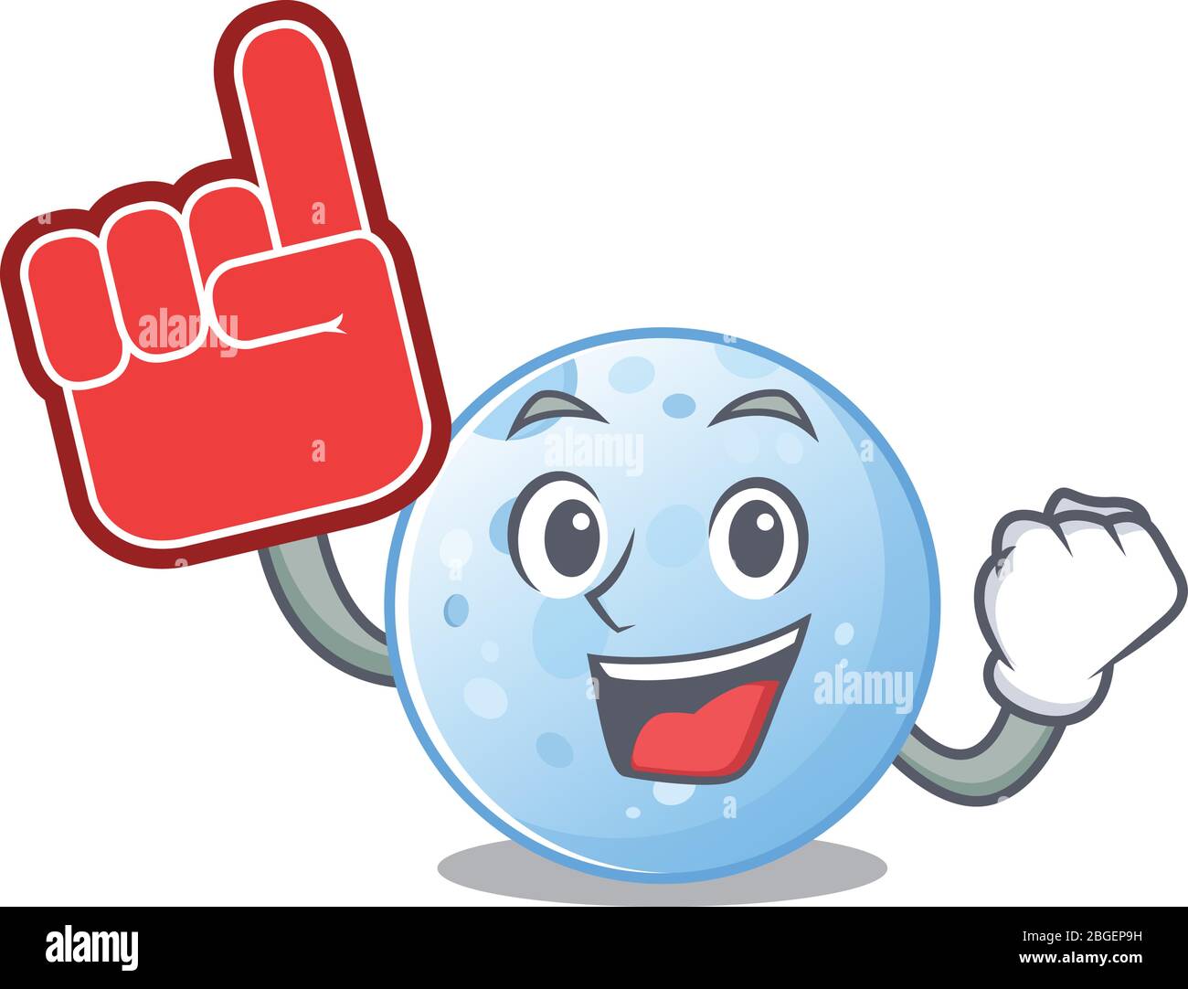 blue moon presented in cartoon character design with Foam finger Stock ...