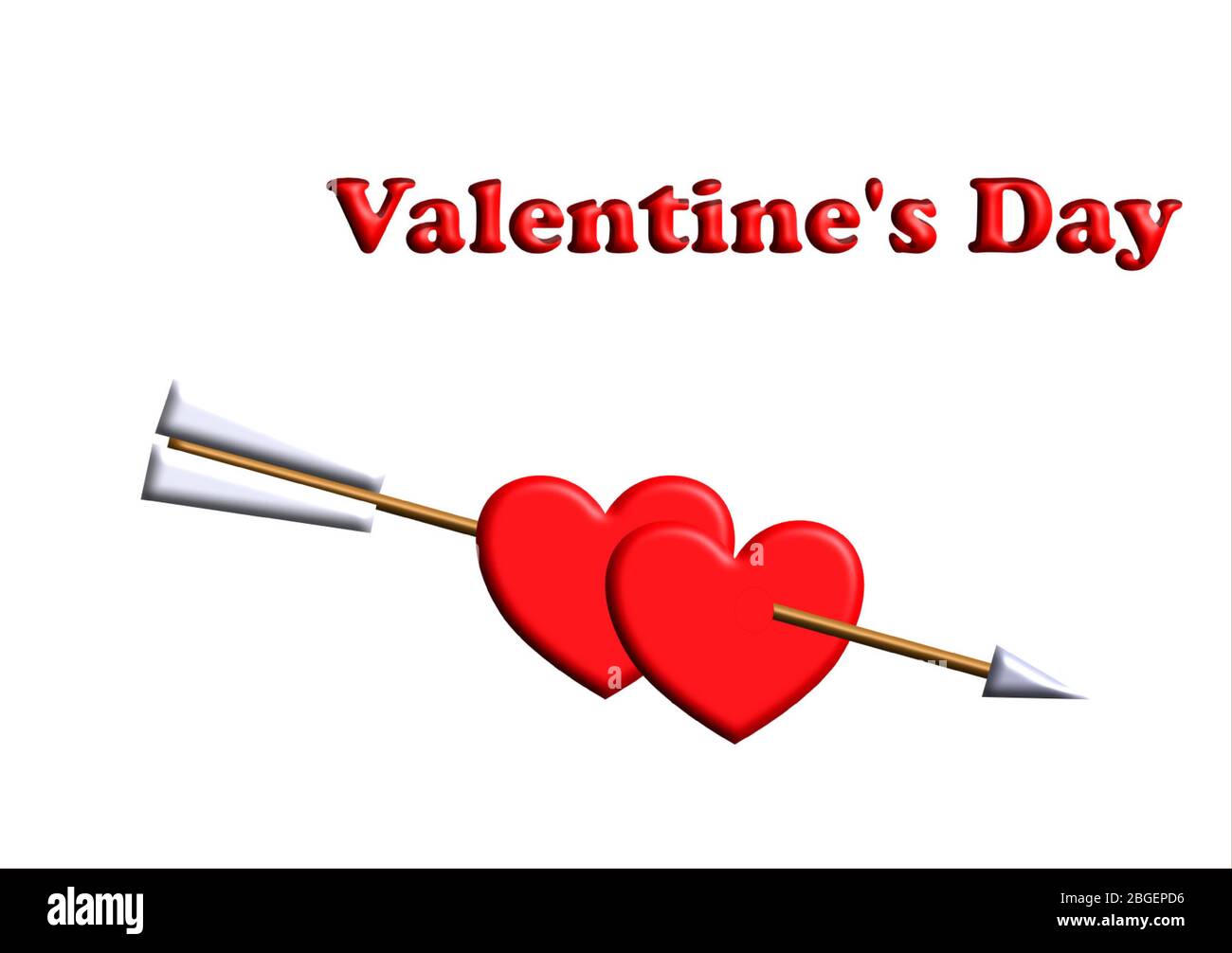 Heart pierced by an arrow for Valentine's Day. Template for text ...