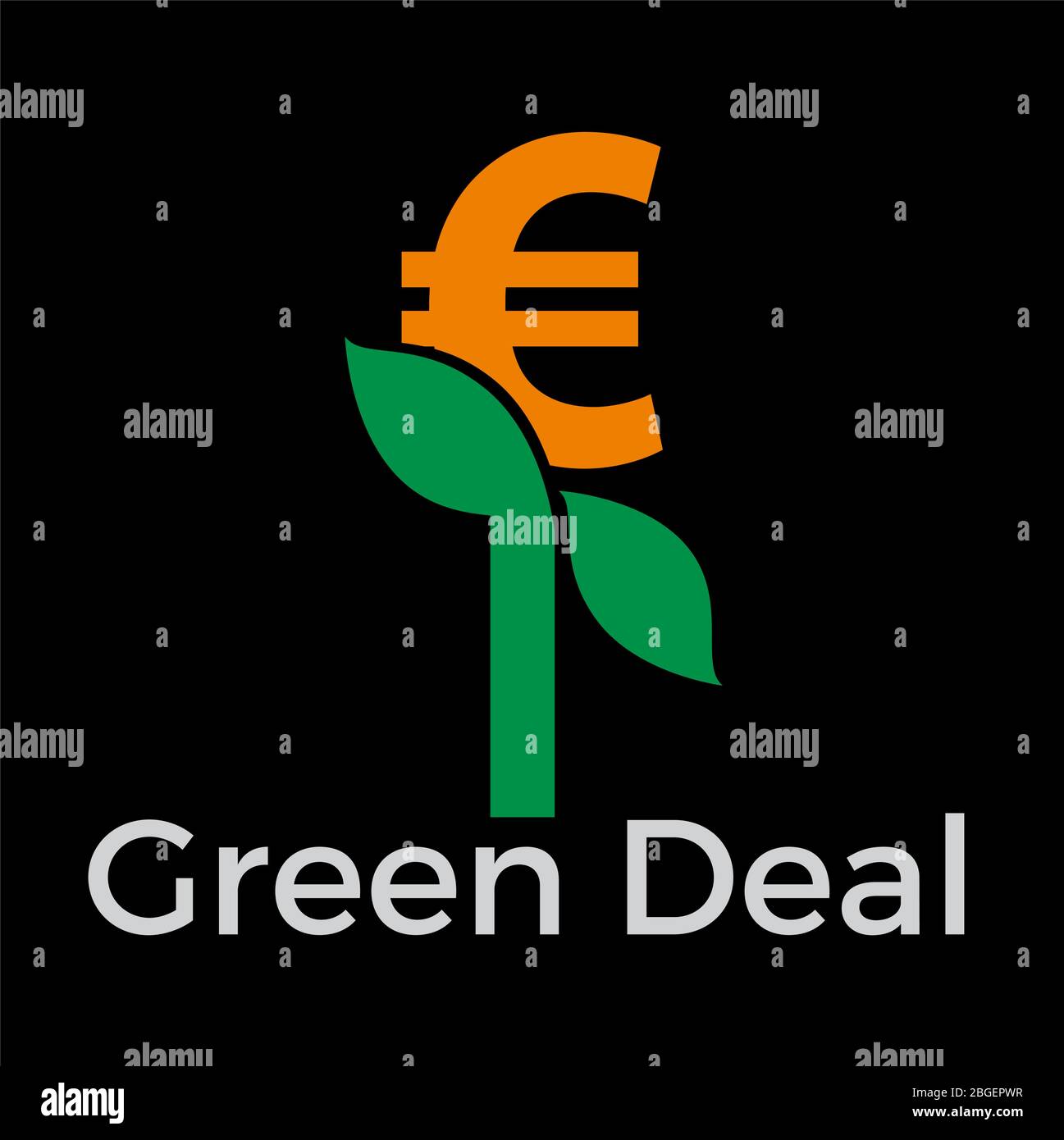 Green deal. Conceptual illustration with flowers and euro sign Stock ...