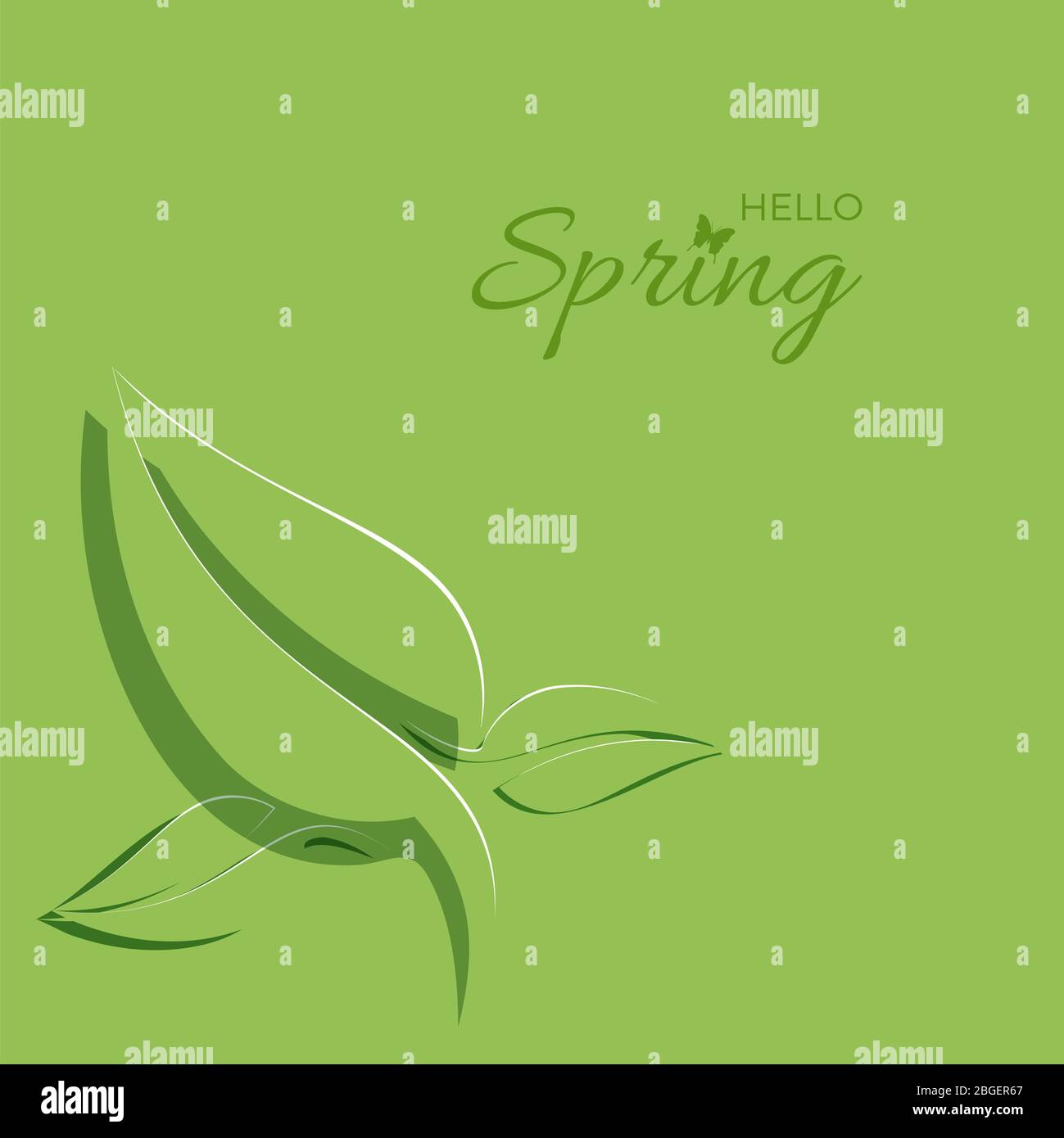 Spring design background. Card for spring season with frame and leaves ...
