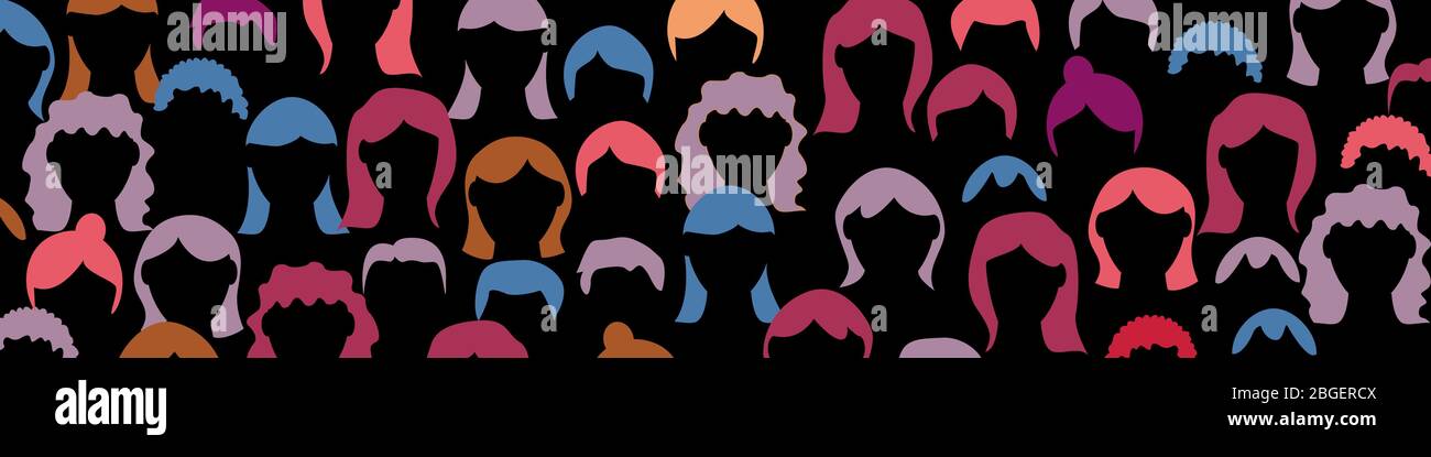 Crowd. Spectators group, people in parade or in theater. Flat style ...