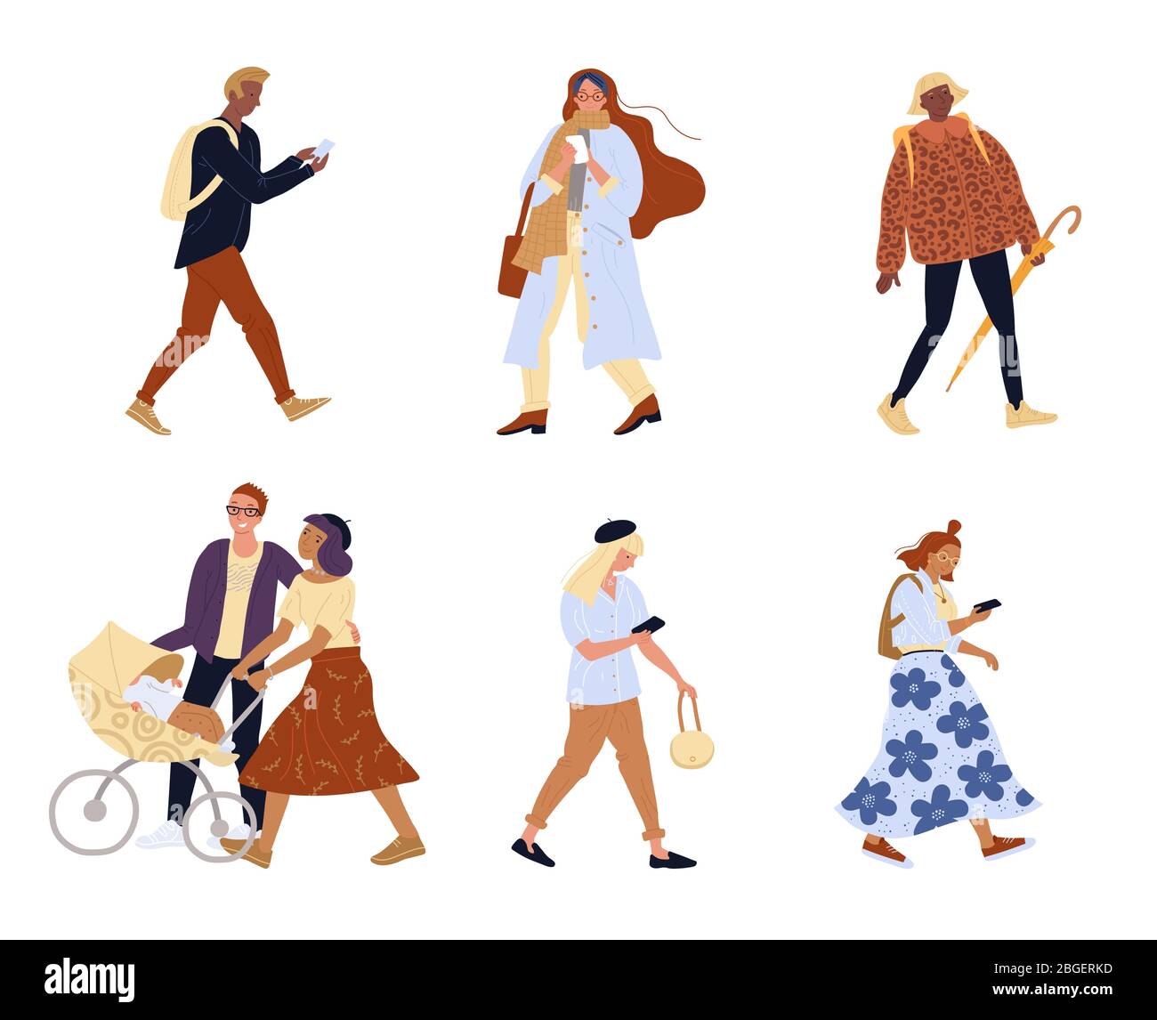Stylish family walking Stock Vector Images - Alamy