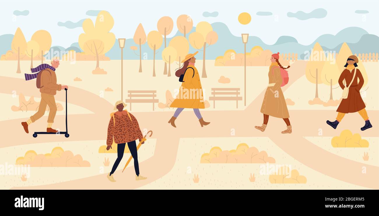 Man woman in autumn park Stock Vector Images - Alamy