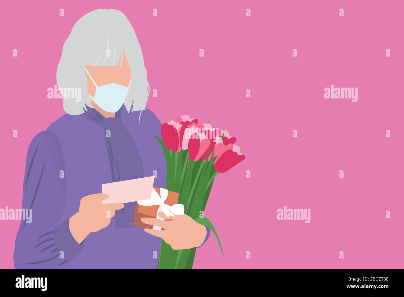 Senior woman holding card Stock Vector Images - Alamy