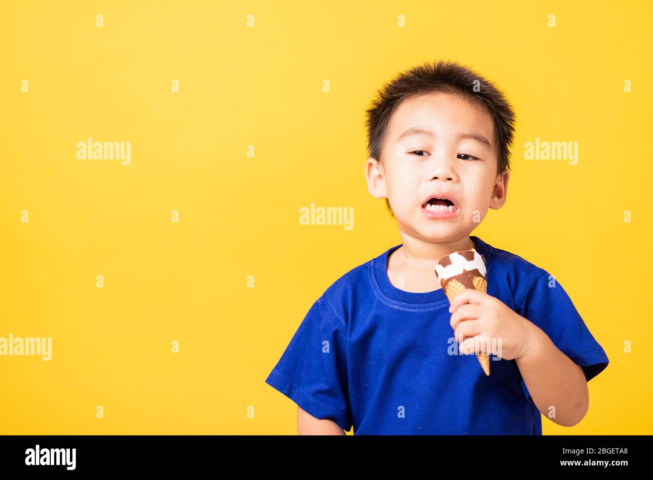 Happy portrait Asian child or kid cute little boy attractive laugh ...